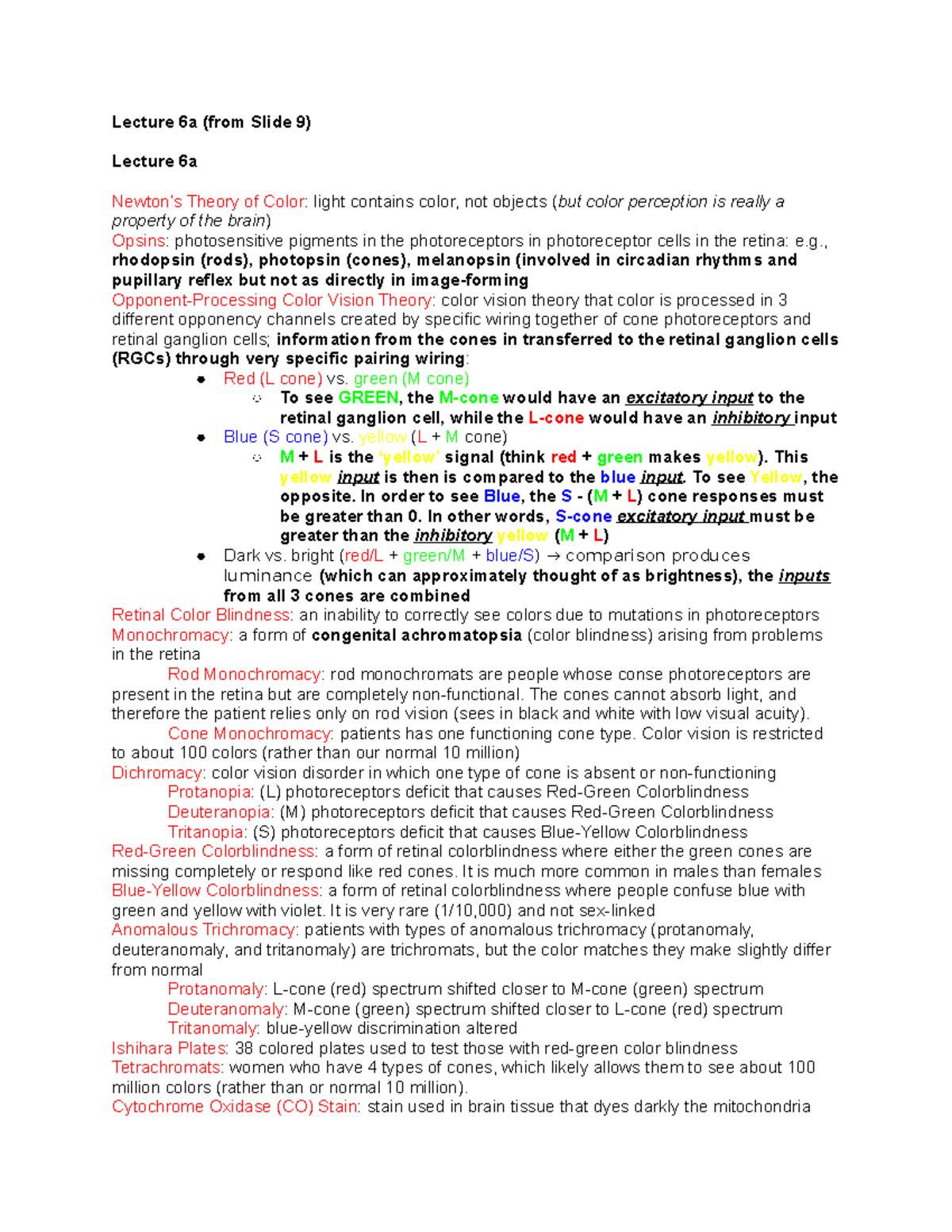 Psych 160D Midterm 3 Study Guide - Lecture 6a (from Slide 9) Lecture 6a Newton’s Theory of Color ...