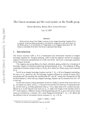 0702702 - Cours - arXiv:math/0702702v1 [math] 23 Feb 2007 The Annals of ...