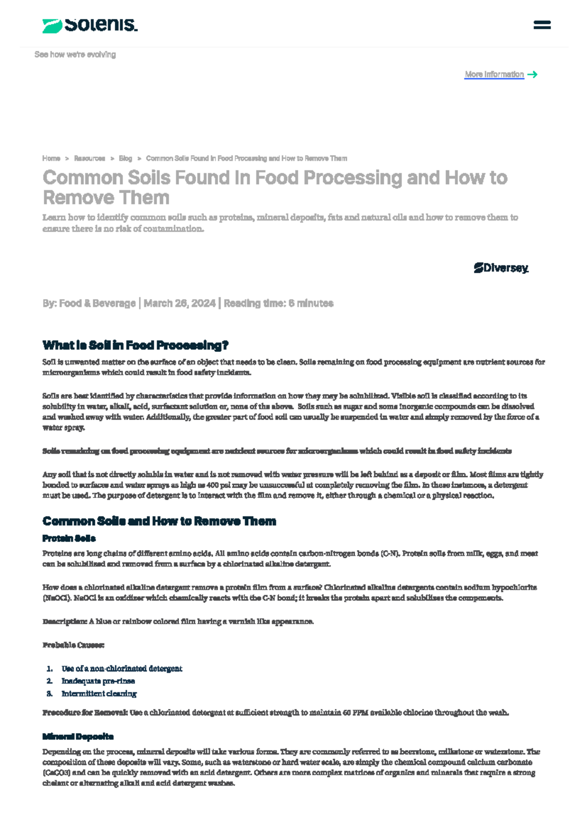 Common Soils in Food Processing - NST11ES - CUT - Studocu