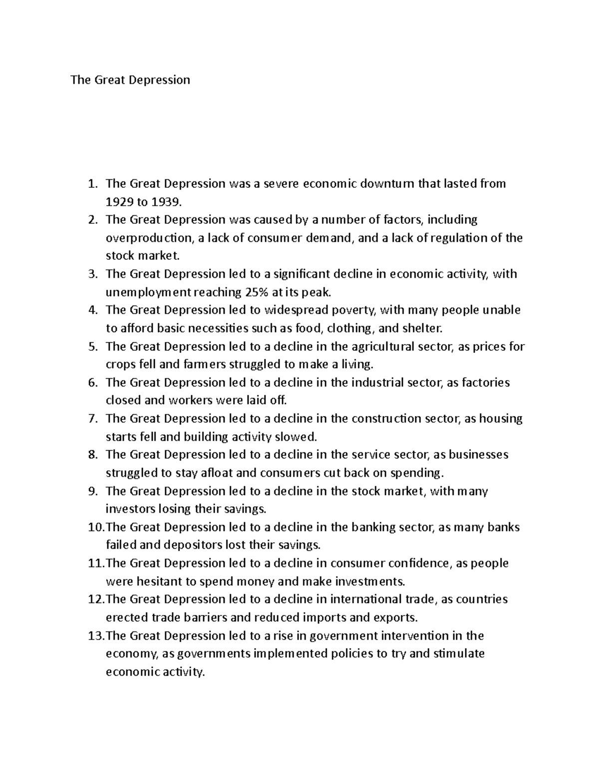 The Great Depression - The Great Depression The Great Depression was a ...