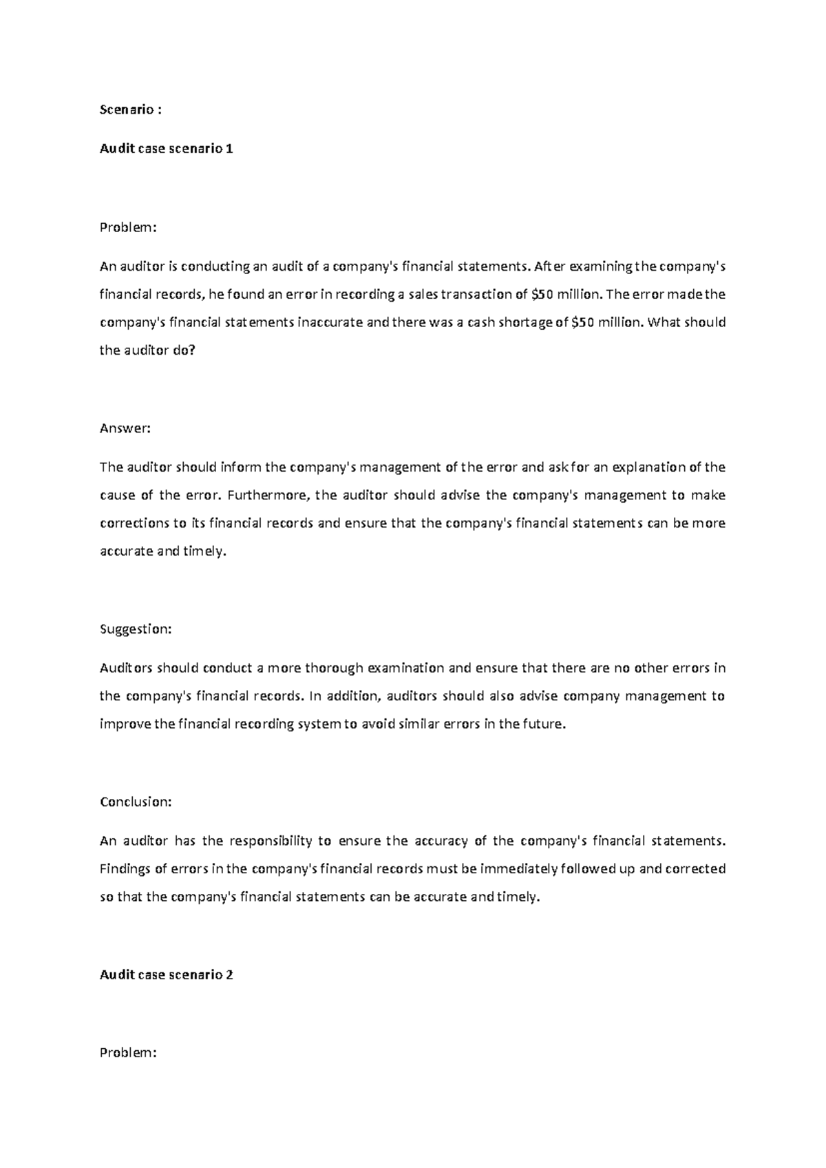 Lecture Notes_001_Scenario Case Accounting - Scenario : Audit case ...