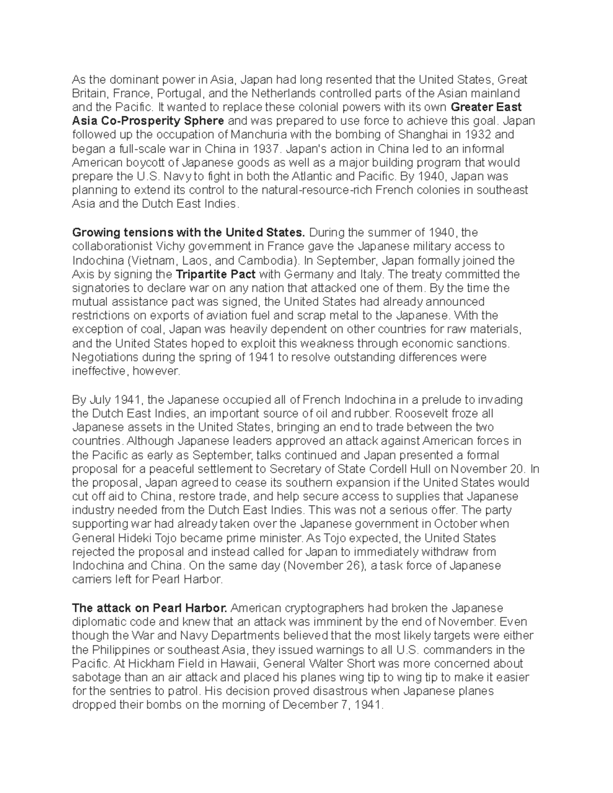 The Road to Pearl Harbor - As the dominant power in Asia, Japan had ...