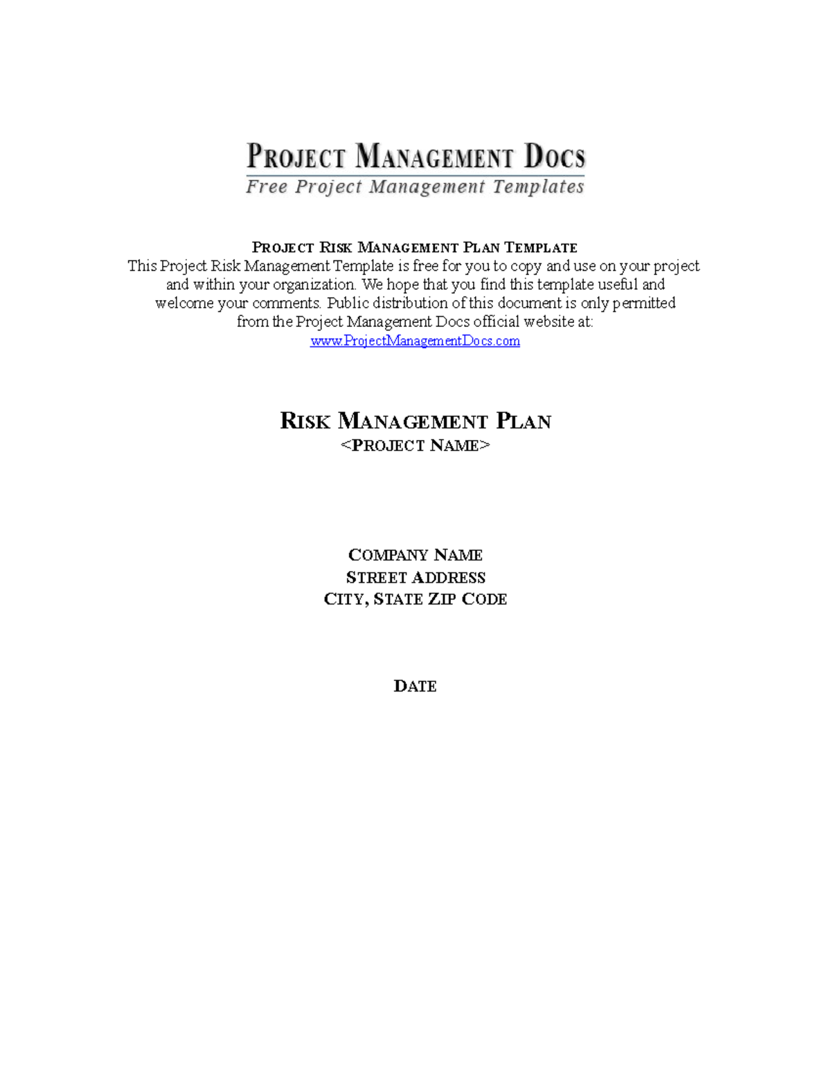Risk-Management-Plan (Template - PROJECT RISK MANAGEMENT PLAN TEMPLATE ...