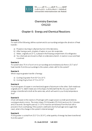 Exercises- Chapter 6 - Energy and Chemical Reactions- part 2 - Pr ...
