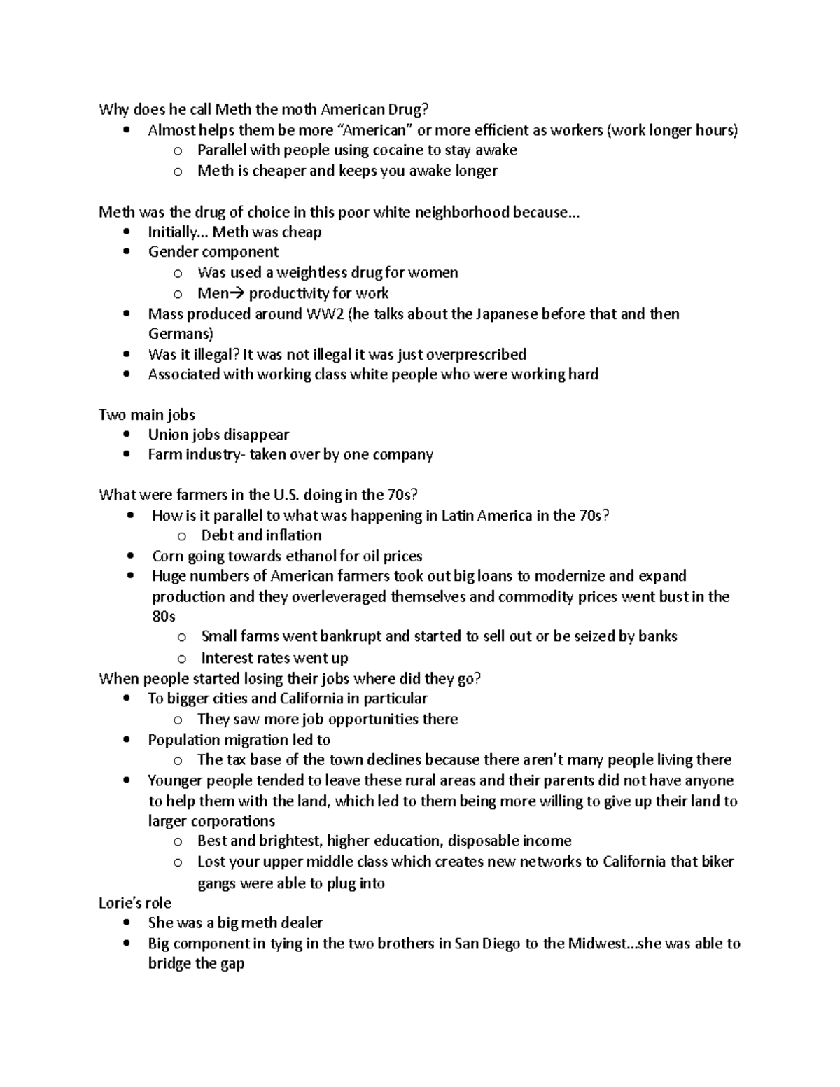 Methland Class Notes - Why does he call Meth the moth American Drug ...