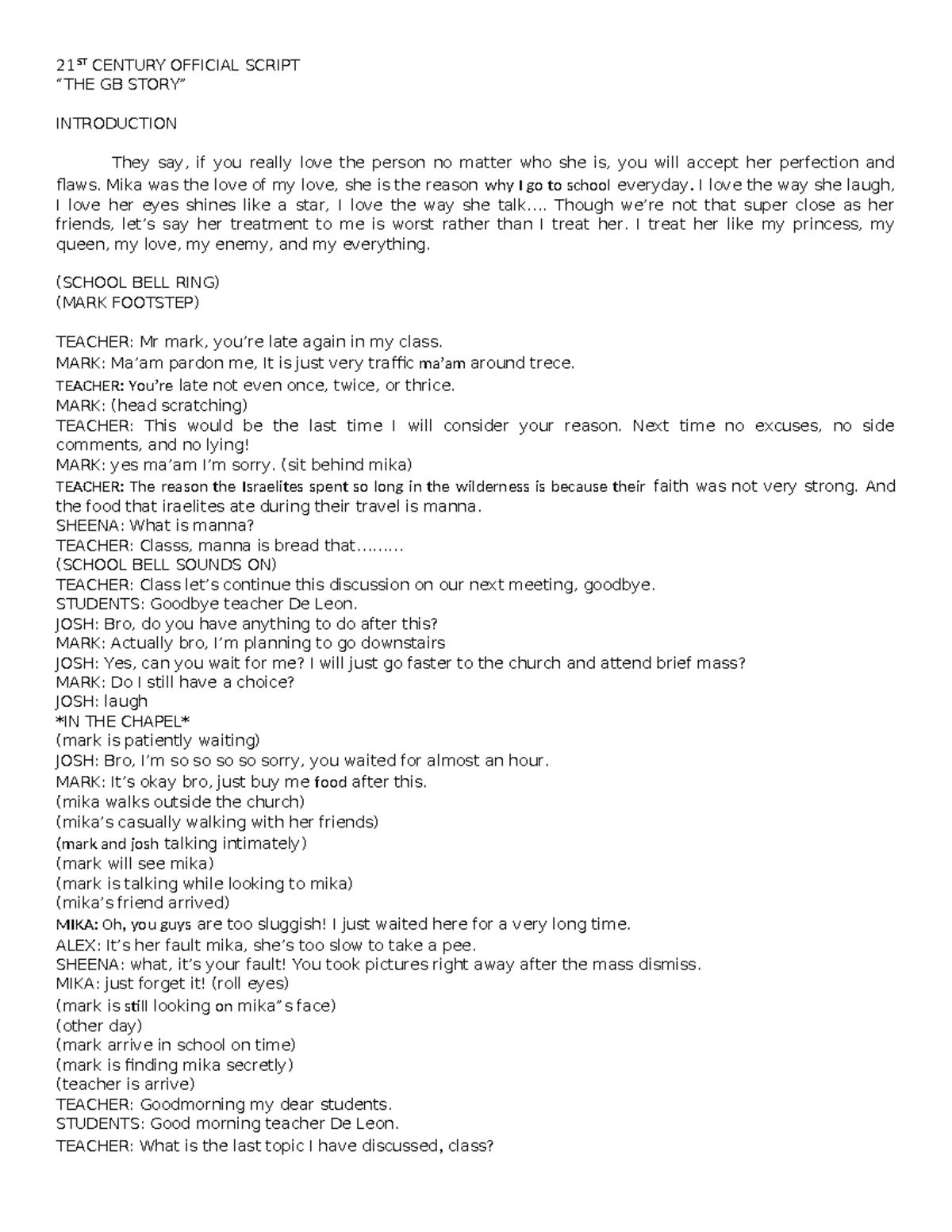 Official- Script - help me - 21 ST CENTURY OFFICIAL SCRIPT “THE GB ...