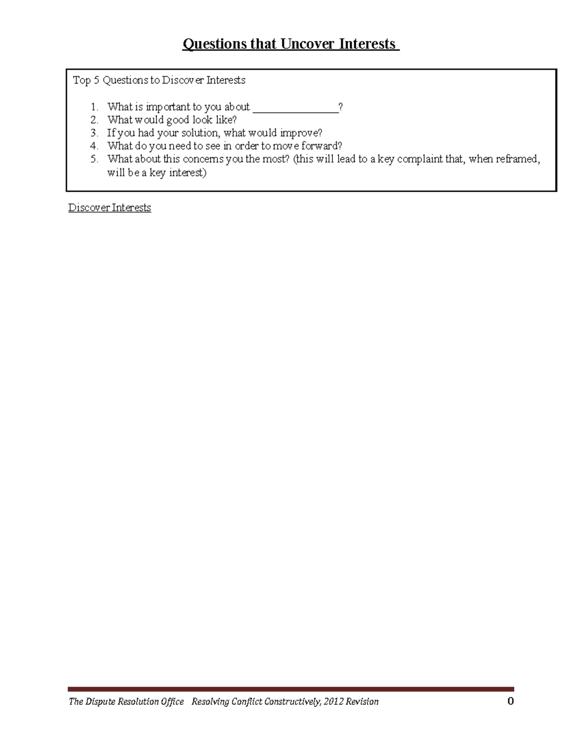 Types of question - Questions that Uncover Interests Discover Interests ...