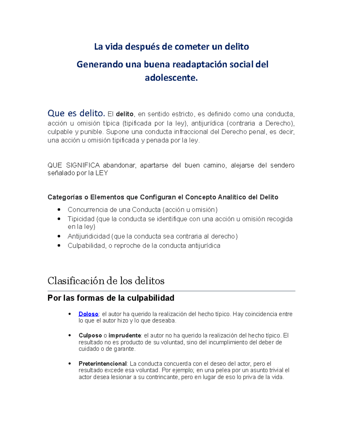 La vida después de cometer un delito - La vida después de cometer un ...