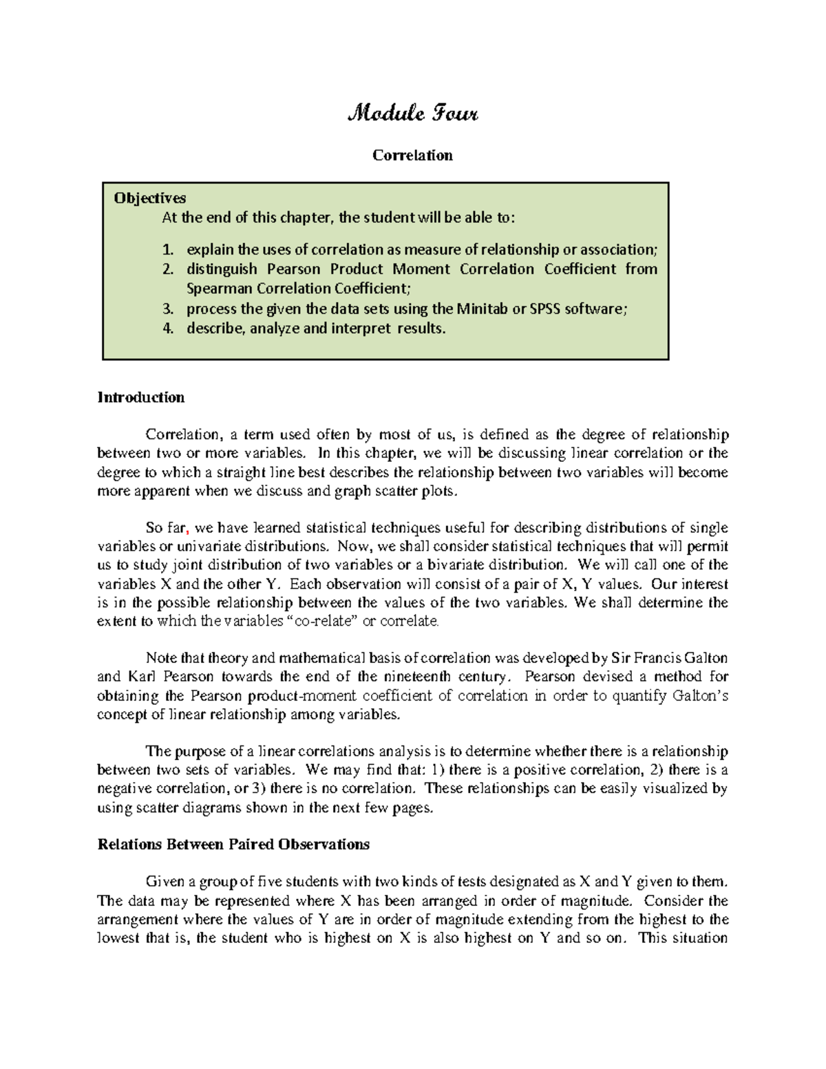 Module 4 Correlation Module Four Correlation Introduction Correlation