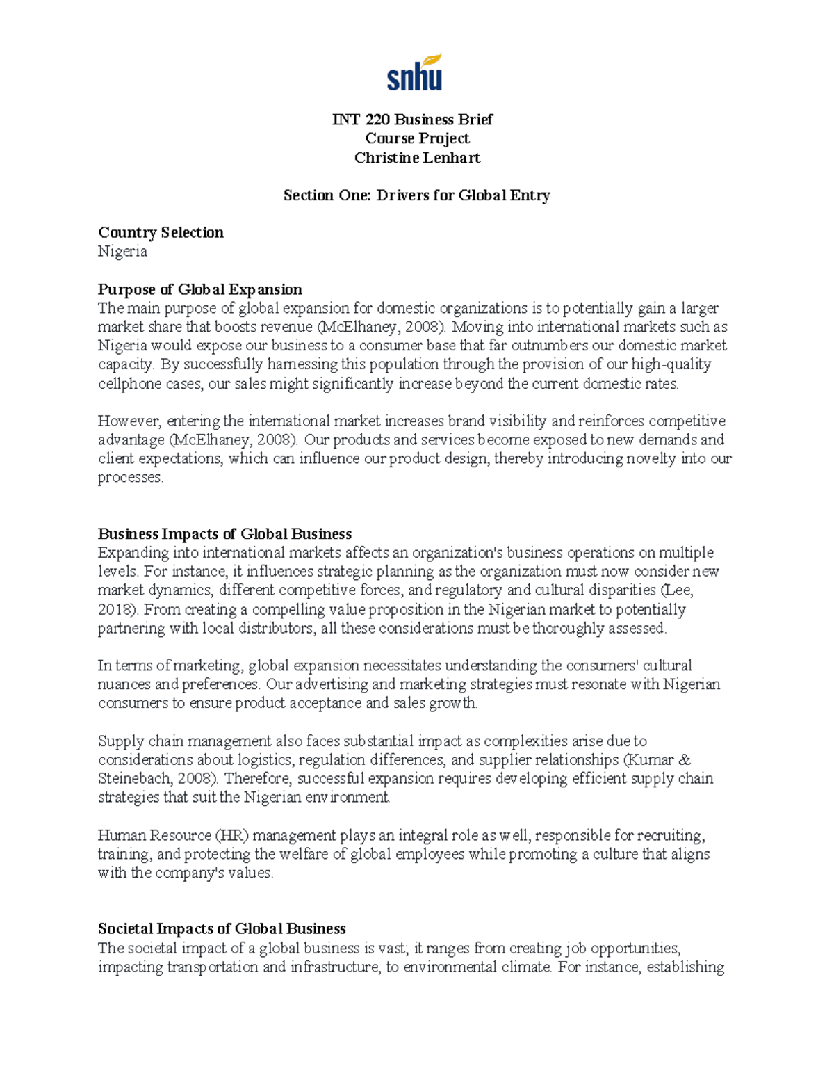 1-2 Assignment-Benefits of Global Expansion - INT 220 Business Brief ...