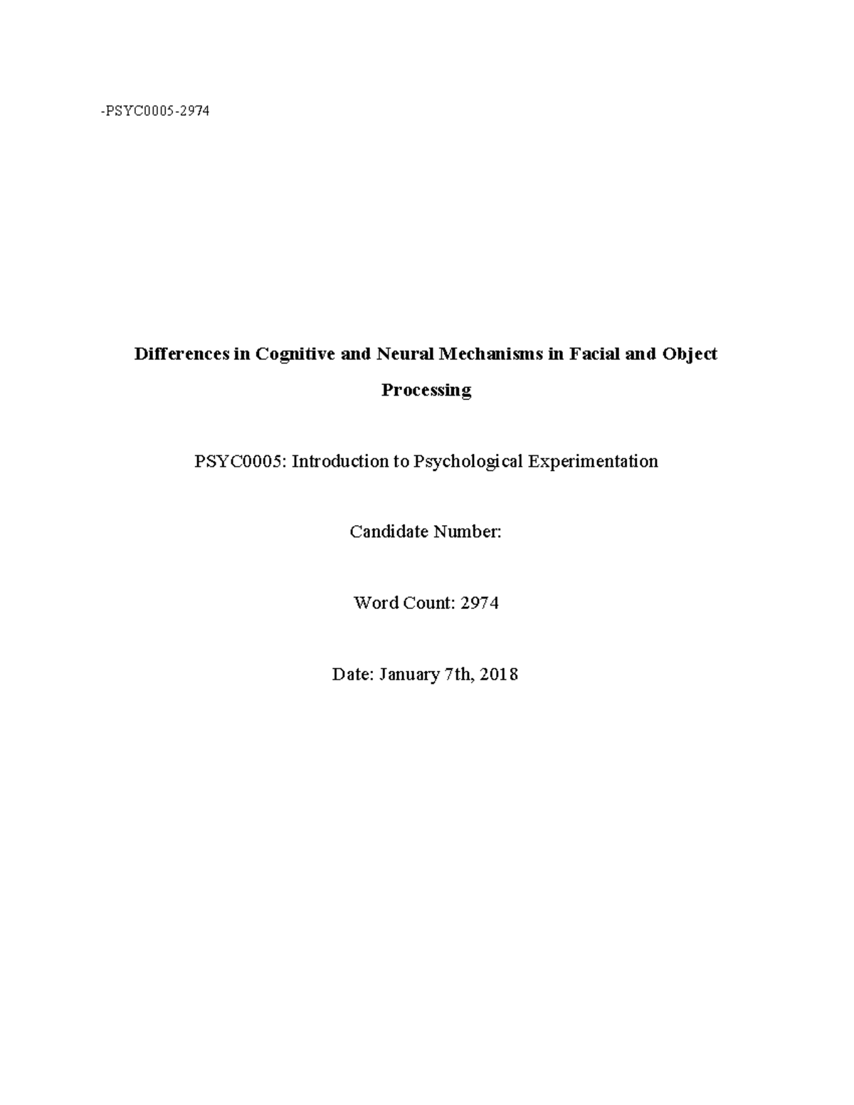 Lab Report 2 (CFMT; Mental Rotation) -PSYC0005- Differences in ...