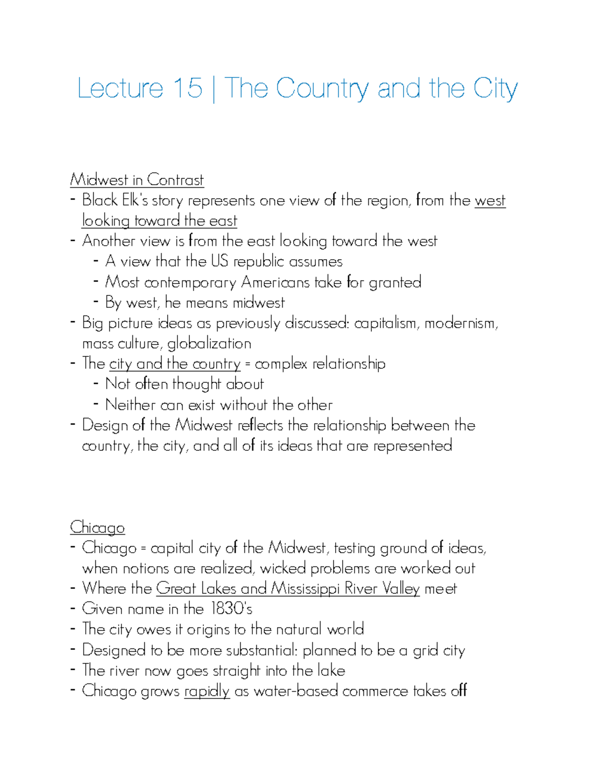 Lecture 15 The Country and the City - Lecture 15 | The Country and the ...