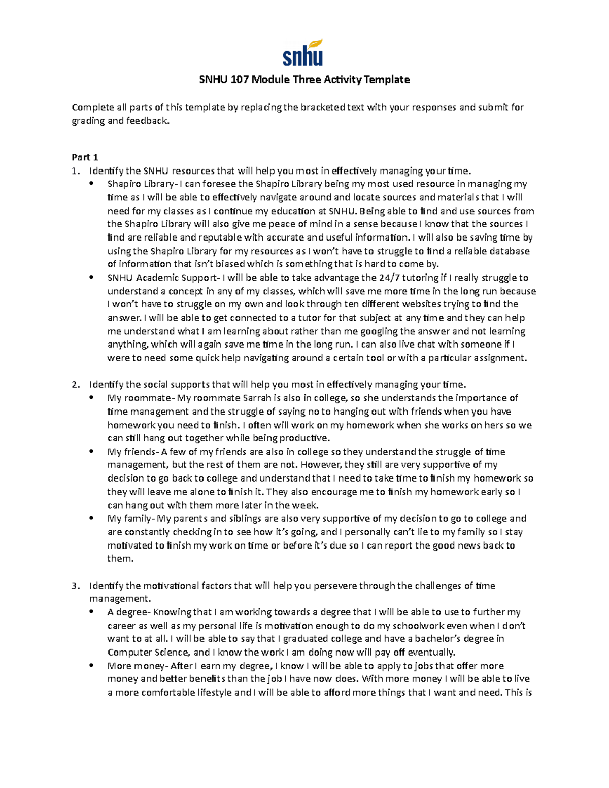 3-2 activity - Hum200 Soomo Module 3 answers - SNHU 107 Module Three ...