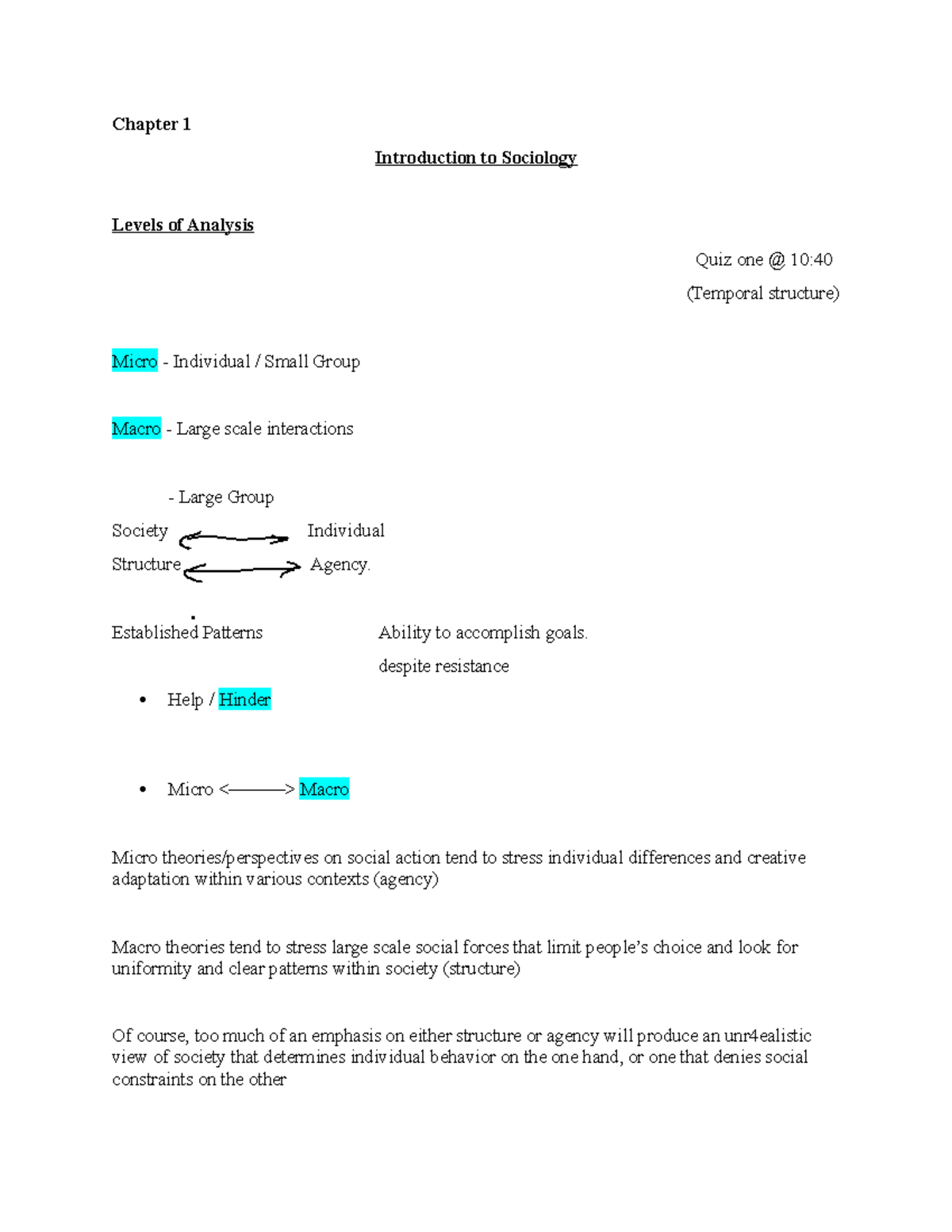 Introduction to Sociology - Chapter 1 Introduction to Sociology Levels ...