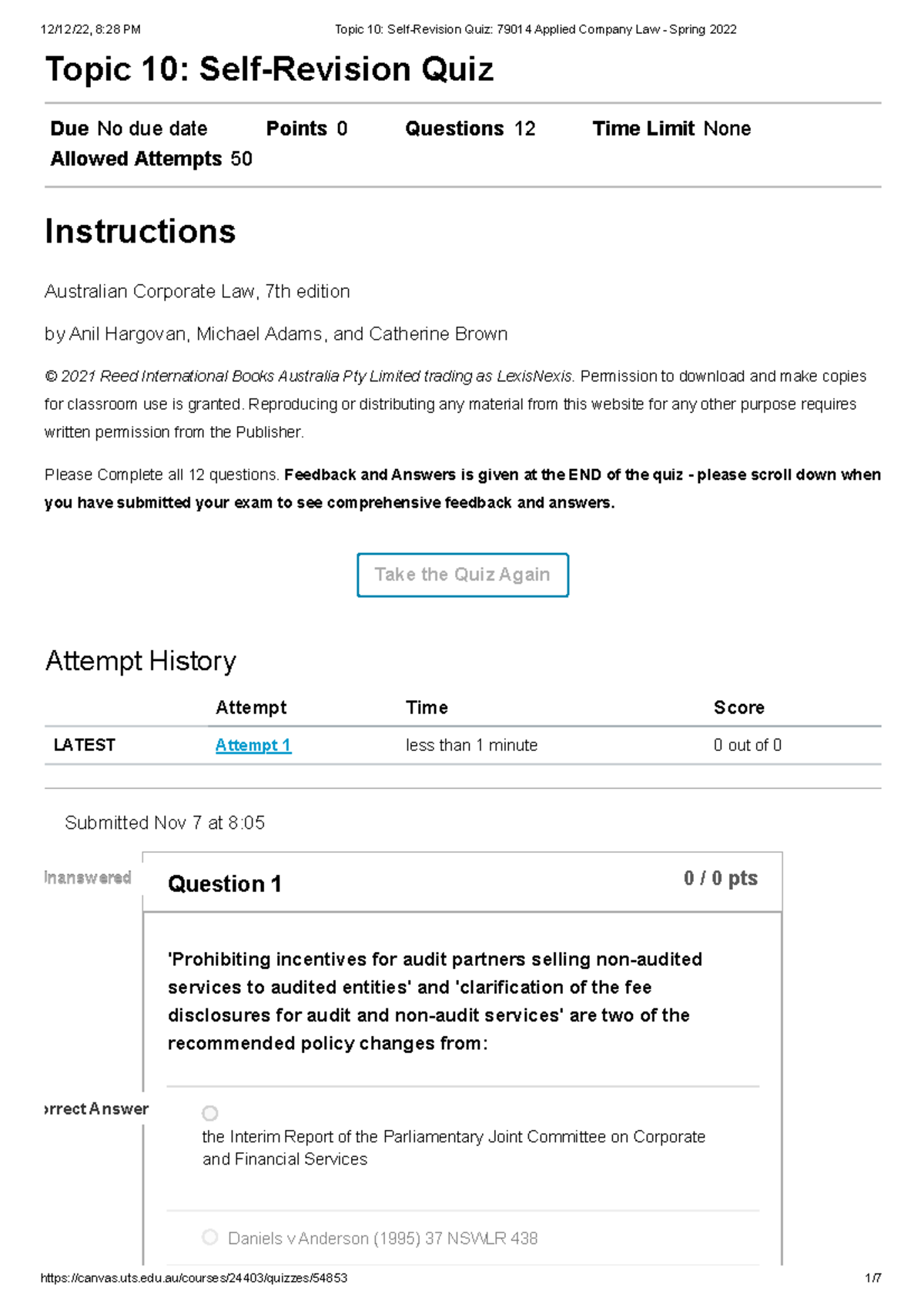 Practice Quiz 10 - Topic 10: Self-Revision Quiz Due No due date Points 0 Questions 12 Time Limit ...