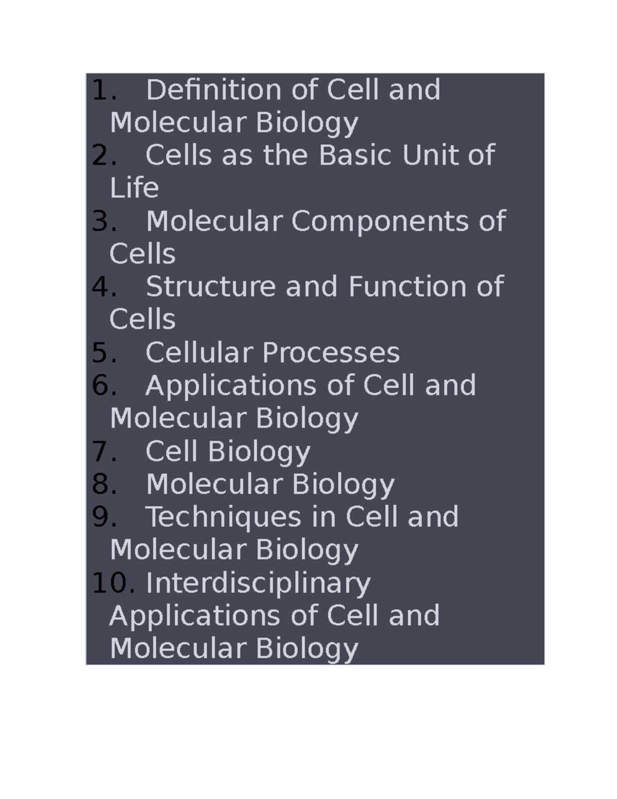 Cell - Cell and molecular full notes - Definition of Cell and Molecular ...