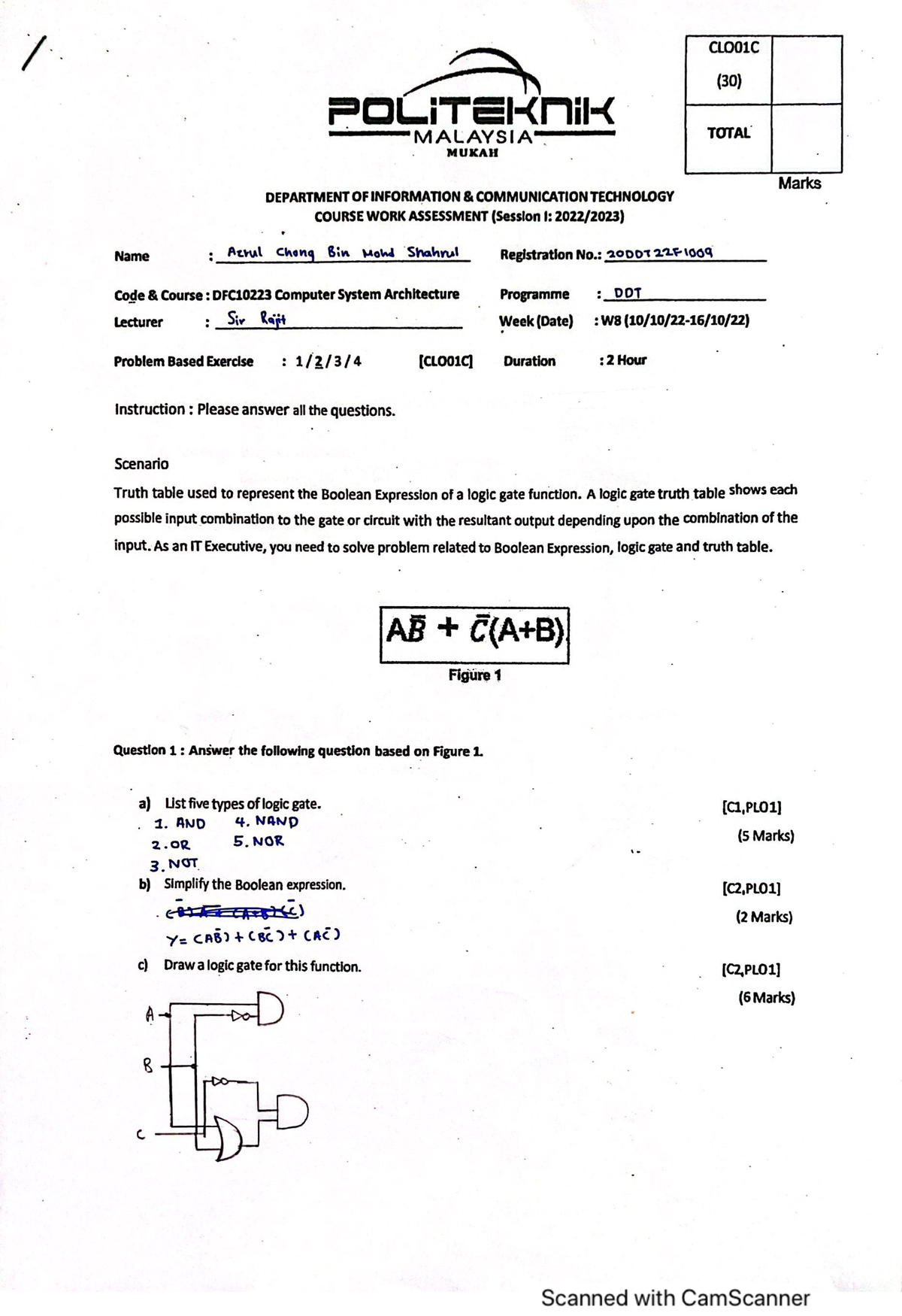 Azrul - Problem base exercise - Computer System Architecture - Studocu