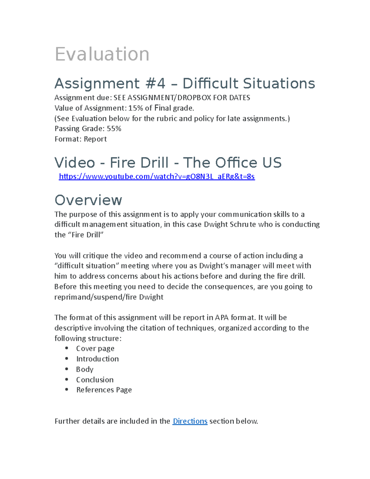 Assignment #4 - Difficulf Situations - Evaluation Assignment #4 ...
