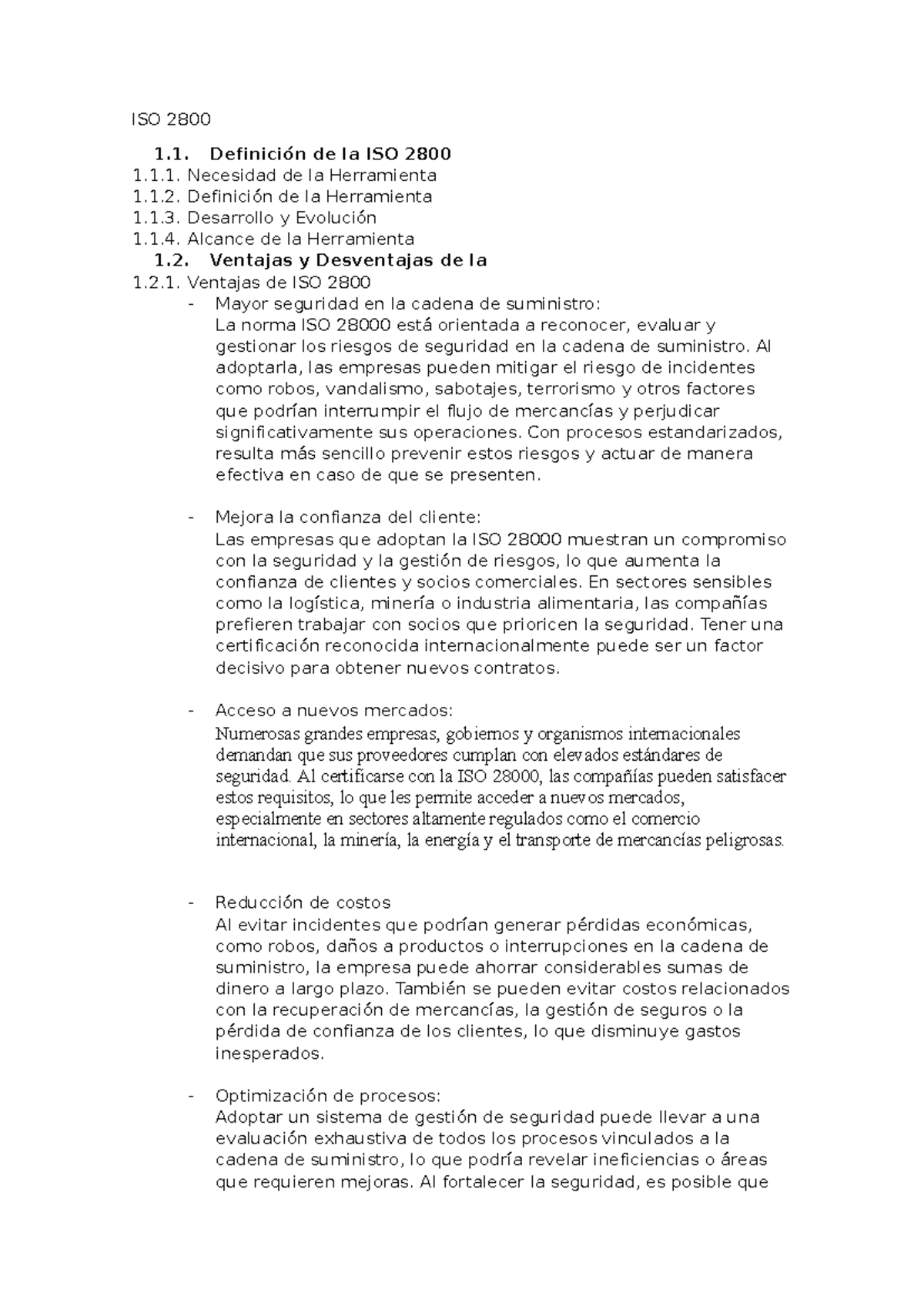 ISO 2800 - Apuntes de ISO28000 - ISO 2800 1. Definición de la ISO 2800 ...