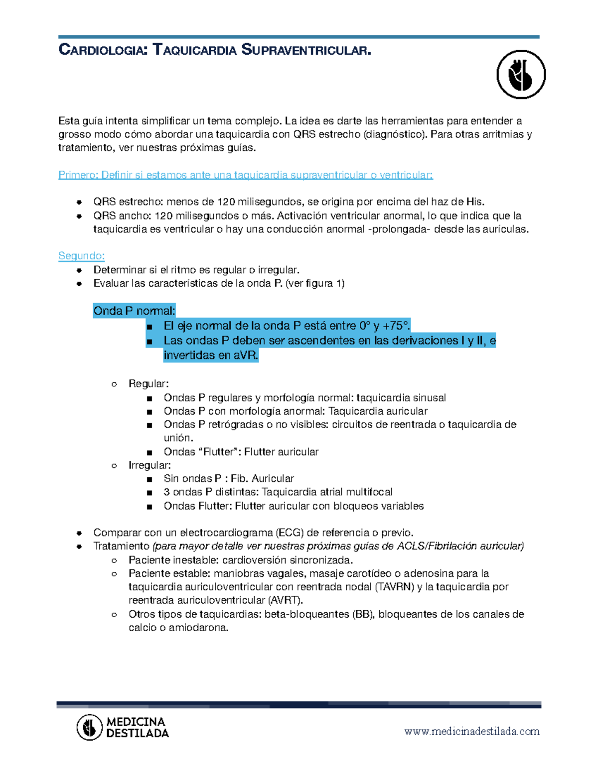TSVP+Guia - .... - CARDIOLOGIA: TAQUICARDIA SUPRAVENTRICULAR. Esta guía ...
