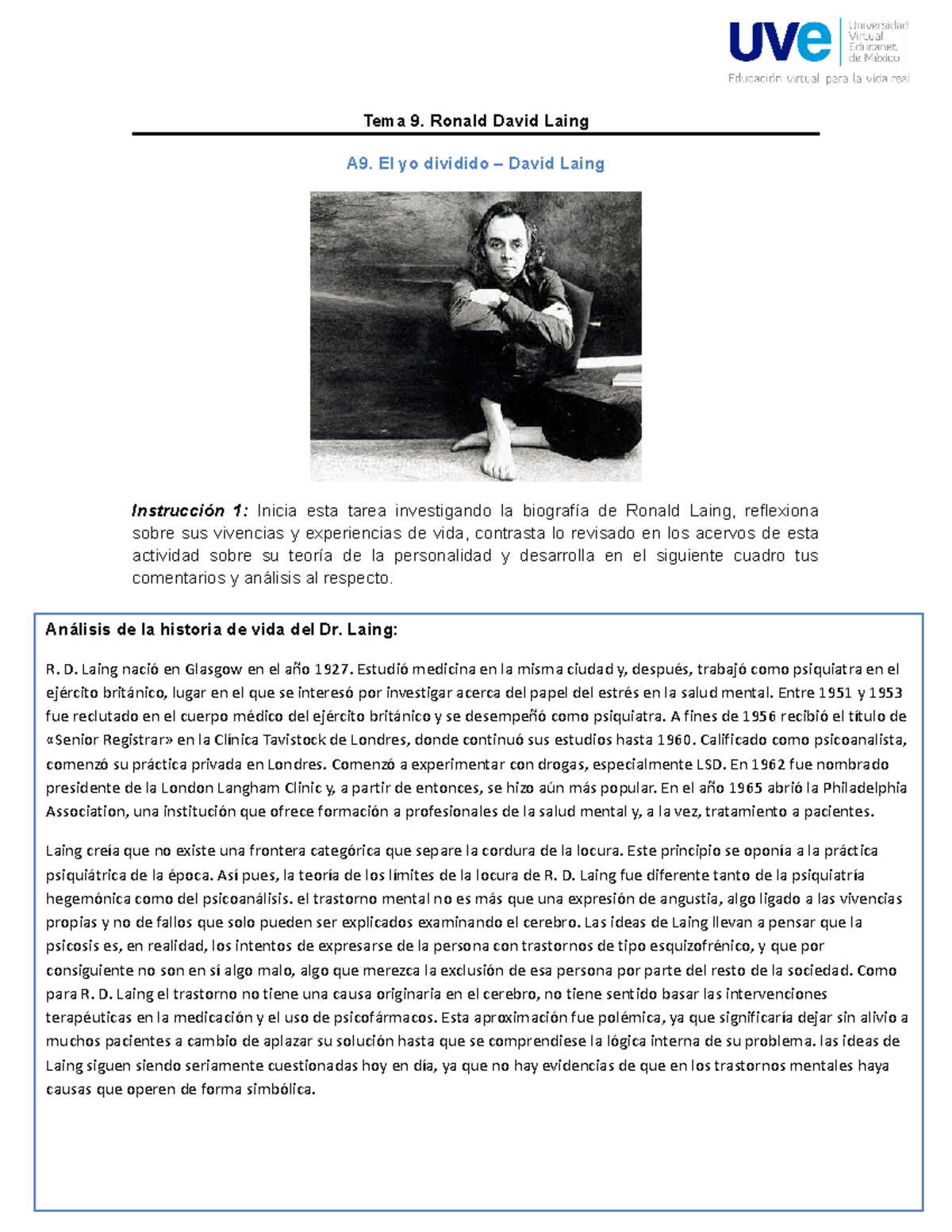 El yo dividido – David Laing - Tema 9. Ronald David Laing A9. El yo dividido – David Laing - Studocu