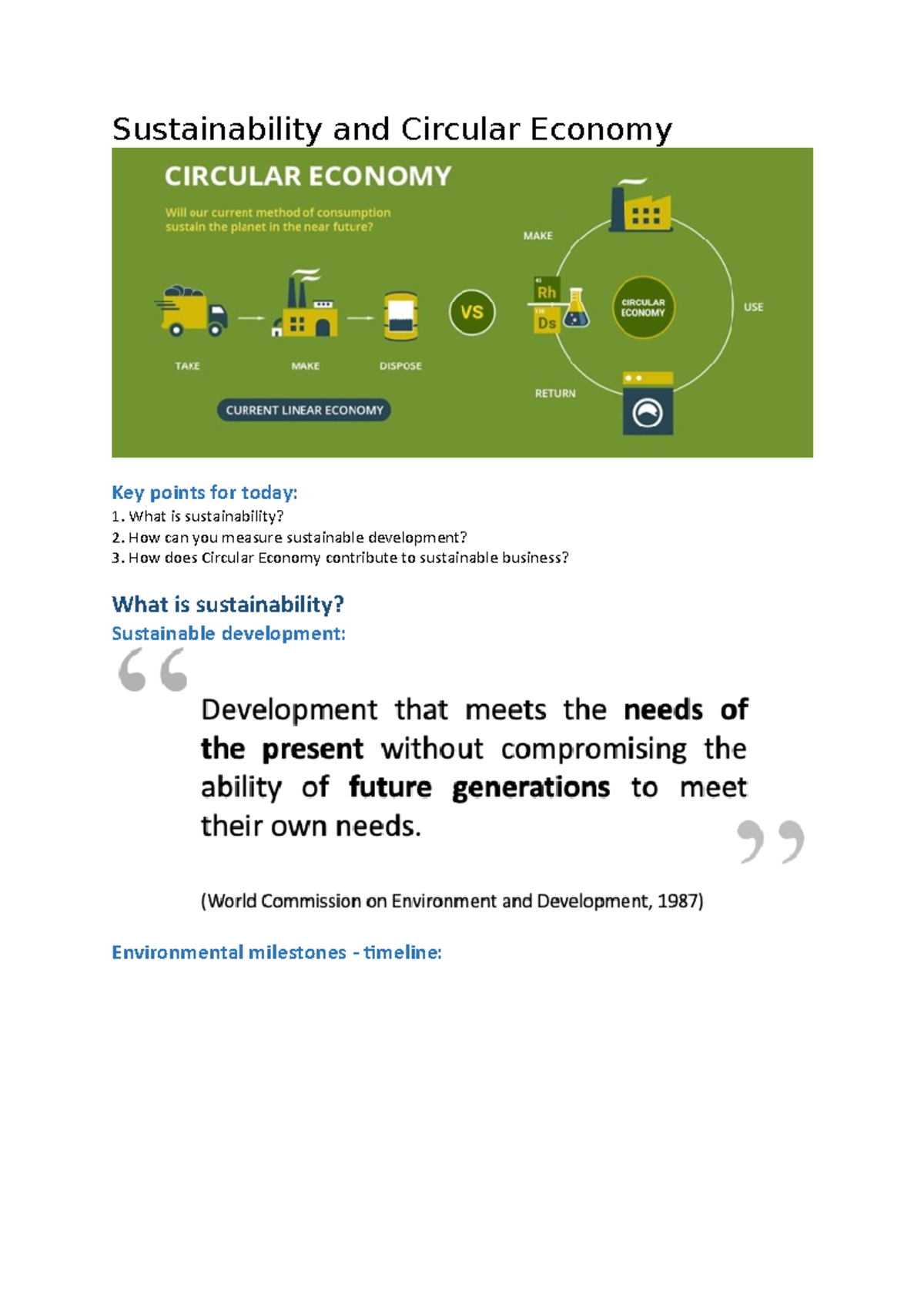 Sustainability and Circular Economy Lecture 7 - Sustainability and ...