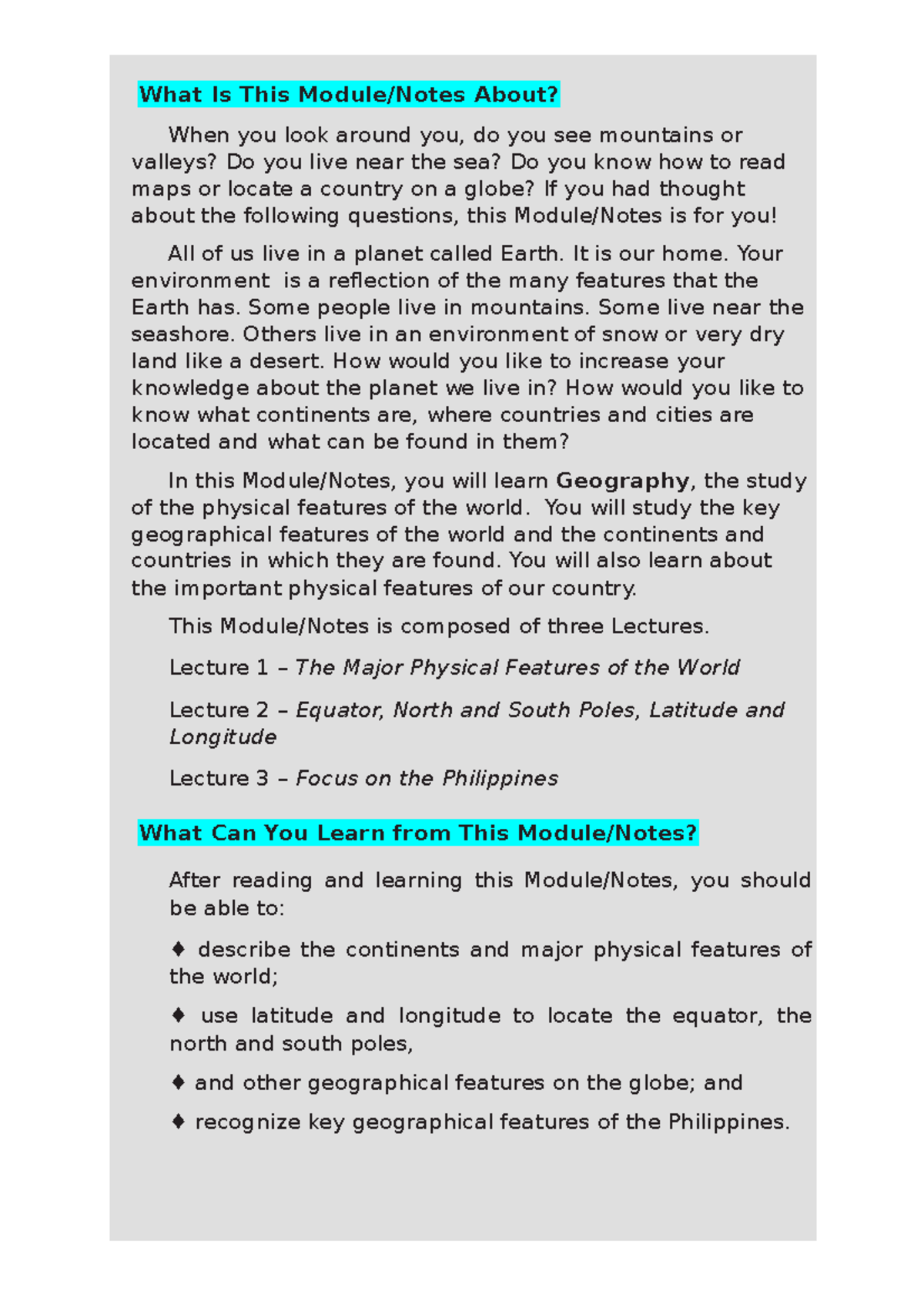 Key Geographical Features of the World - What Is This Module/Notes ...