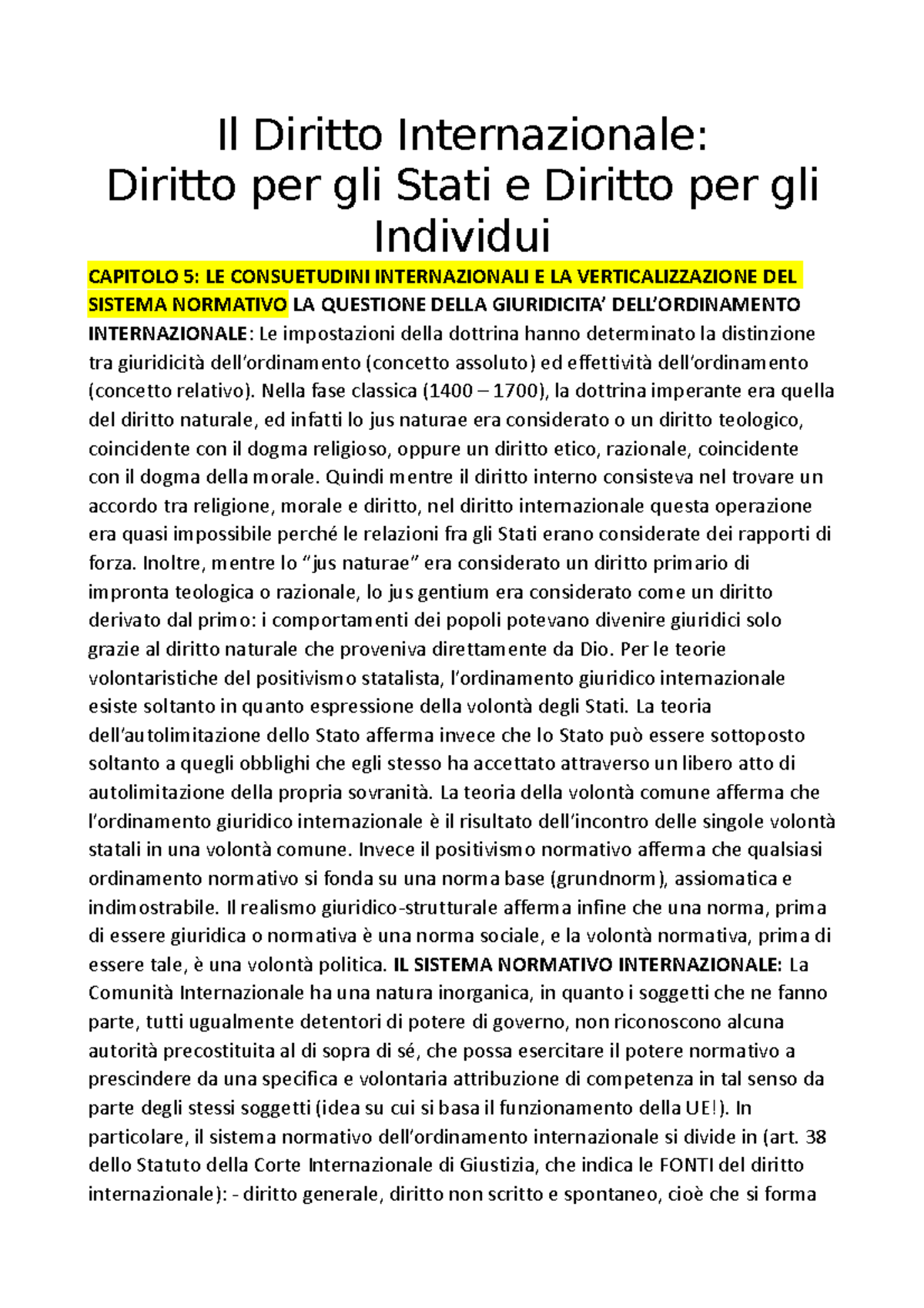 Il Diritto Internazionale capitoli - Il Diritto Internazionale: Diritto ...
