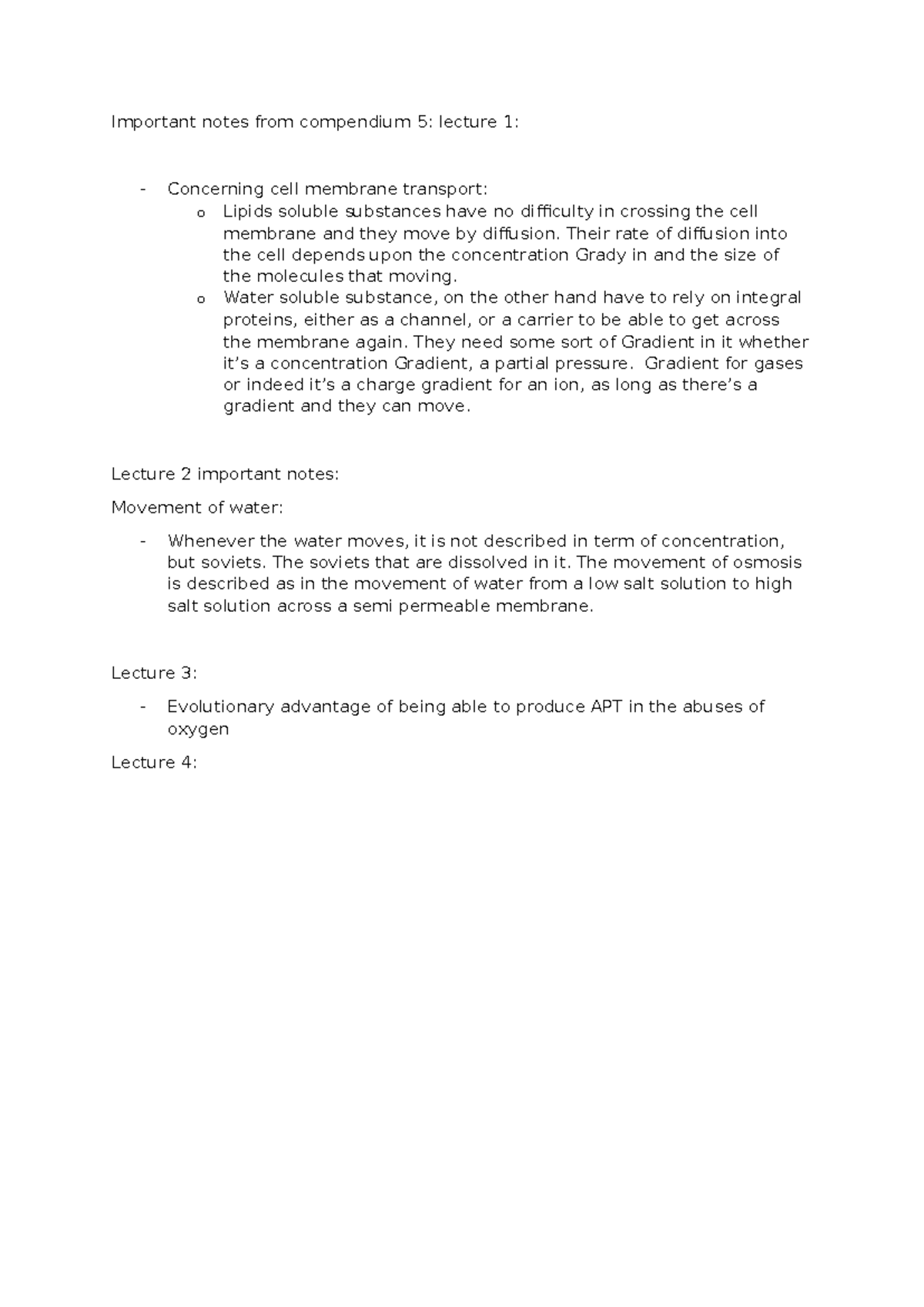 Important notes from compendium 5 - Their rate of diffusion into the ...