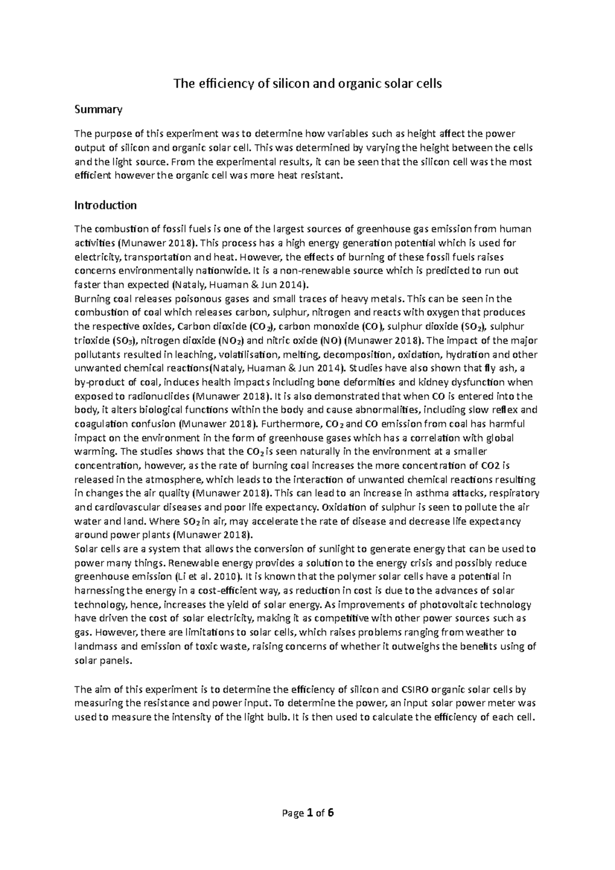 Solar cell report Solar cell report Experimental Report The solar-cell-report-solar-cell-report-experimental-report-the