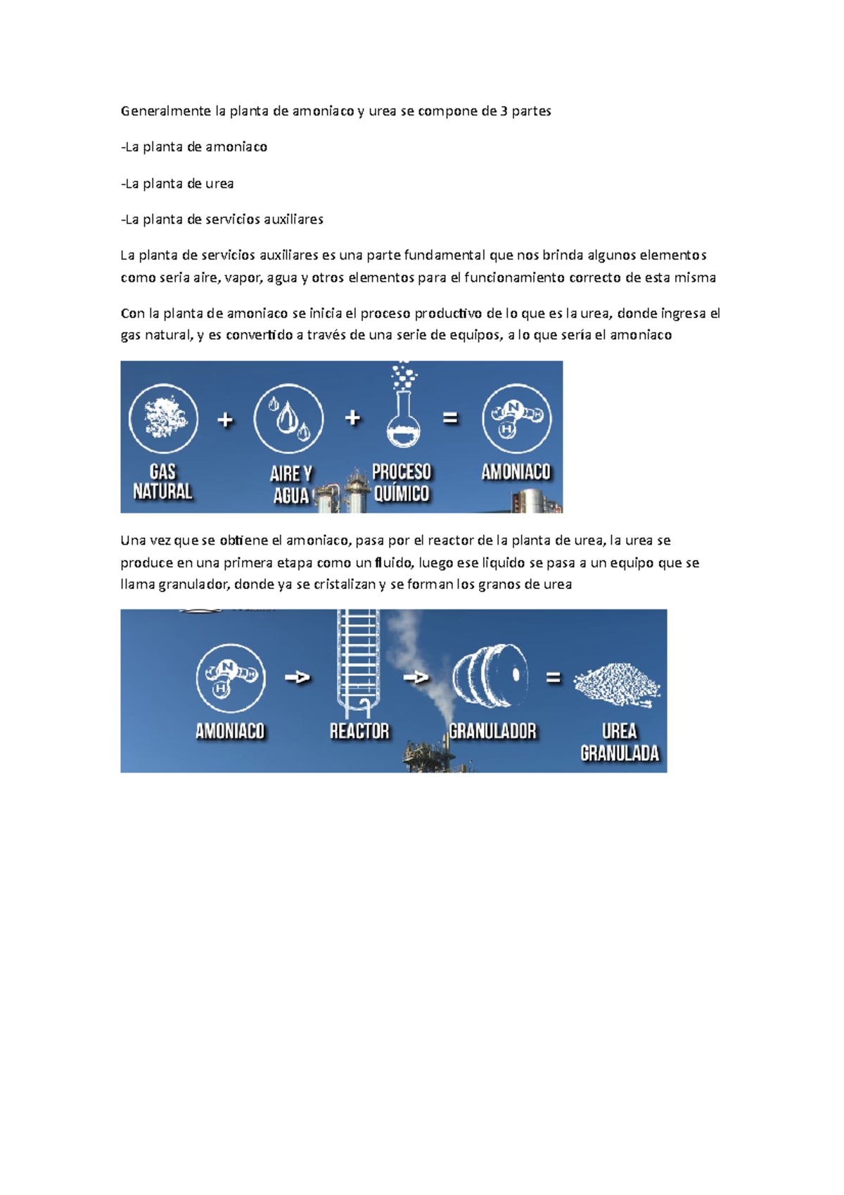 Hooyyyyy - aasas - Generalmente la planta de amoniaco y urea se compone ...