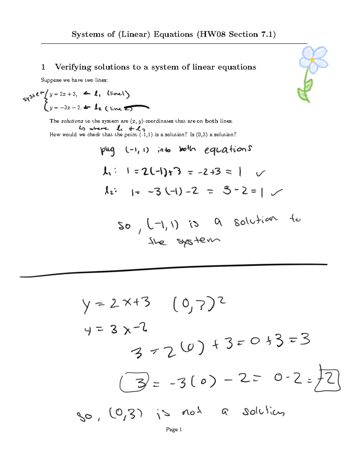 Section 7.1 Notes - Systems of (Linear) Equations (HW08 Section 7) 1 ...