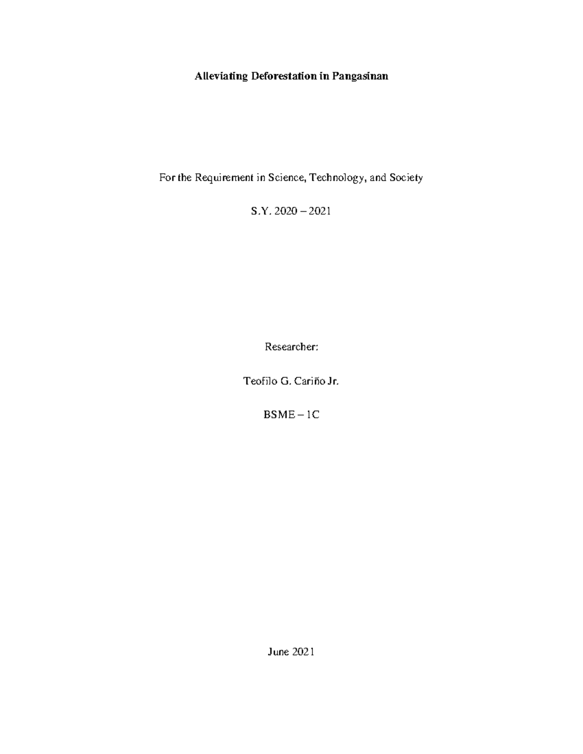 Alleviating Deforestation in Pangasinan For the Requirement in Science ...