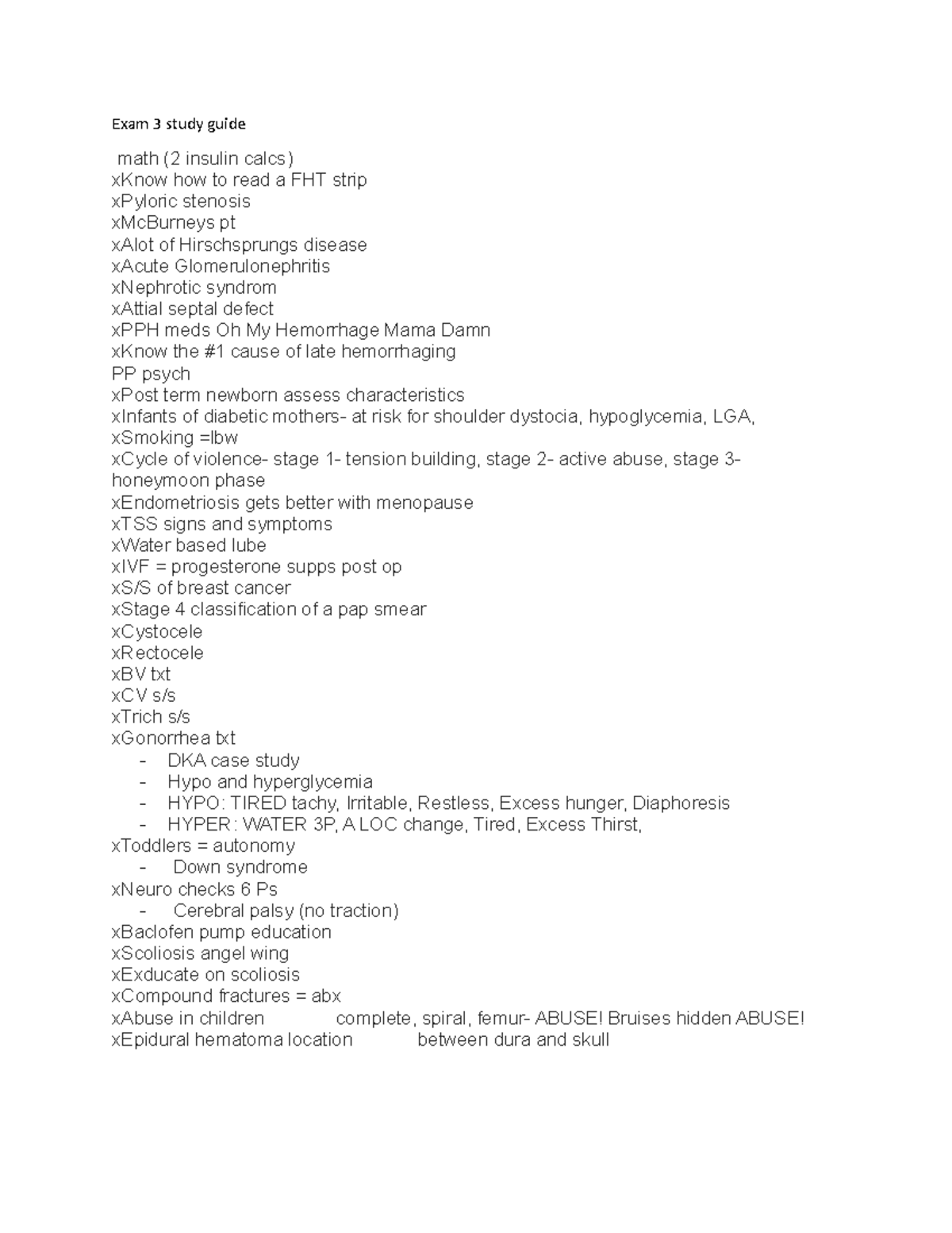 Exam 3 study guide - notes - Exam 3 study guide math (2 insulin calcs ...
