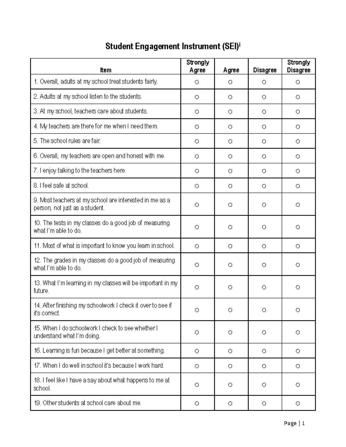 Student Engagement Instrument SEI i - Page | 1 Student Engagement ...