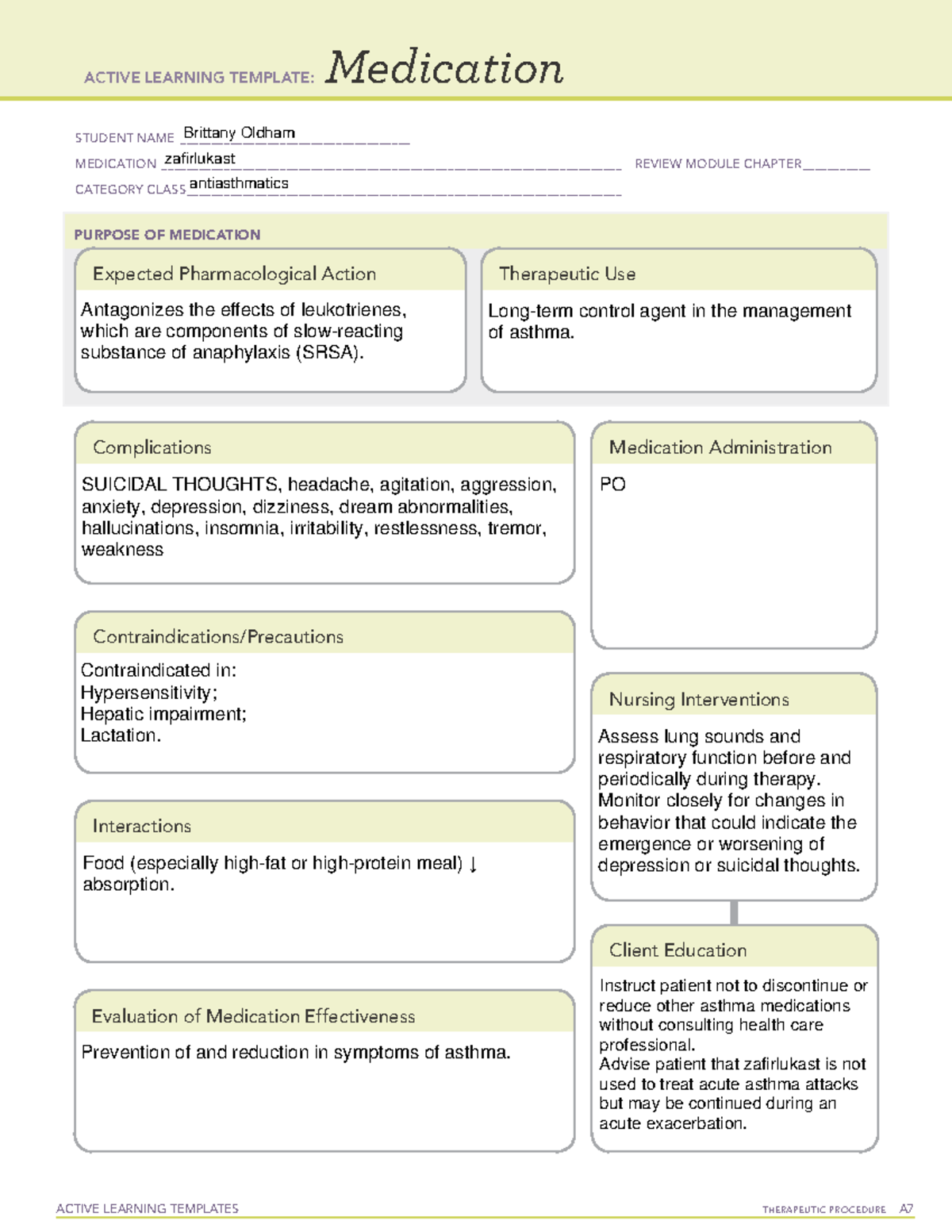 Z Medications 1 - G. Gouda - STUDENT NAME ...