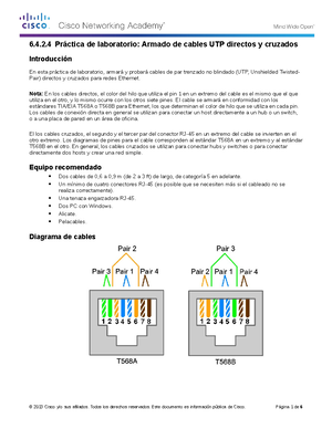 Cableado de red y configuración básica de router - Práctica de laboratorio 1.5: Cableado de red ...