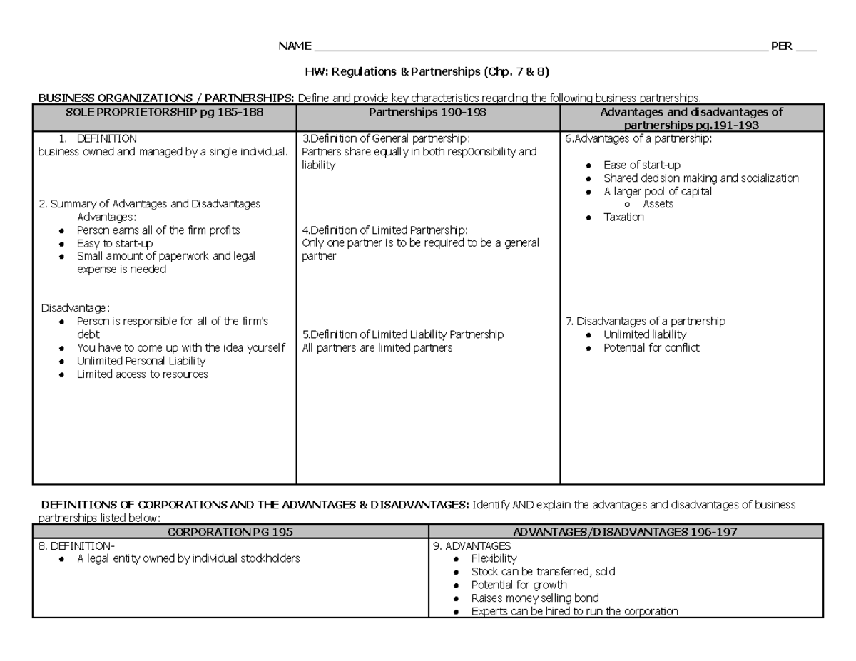 Regulations and Mergers - NAME