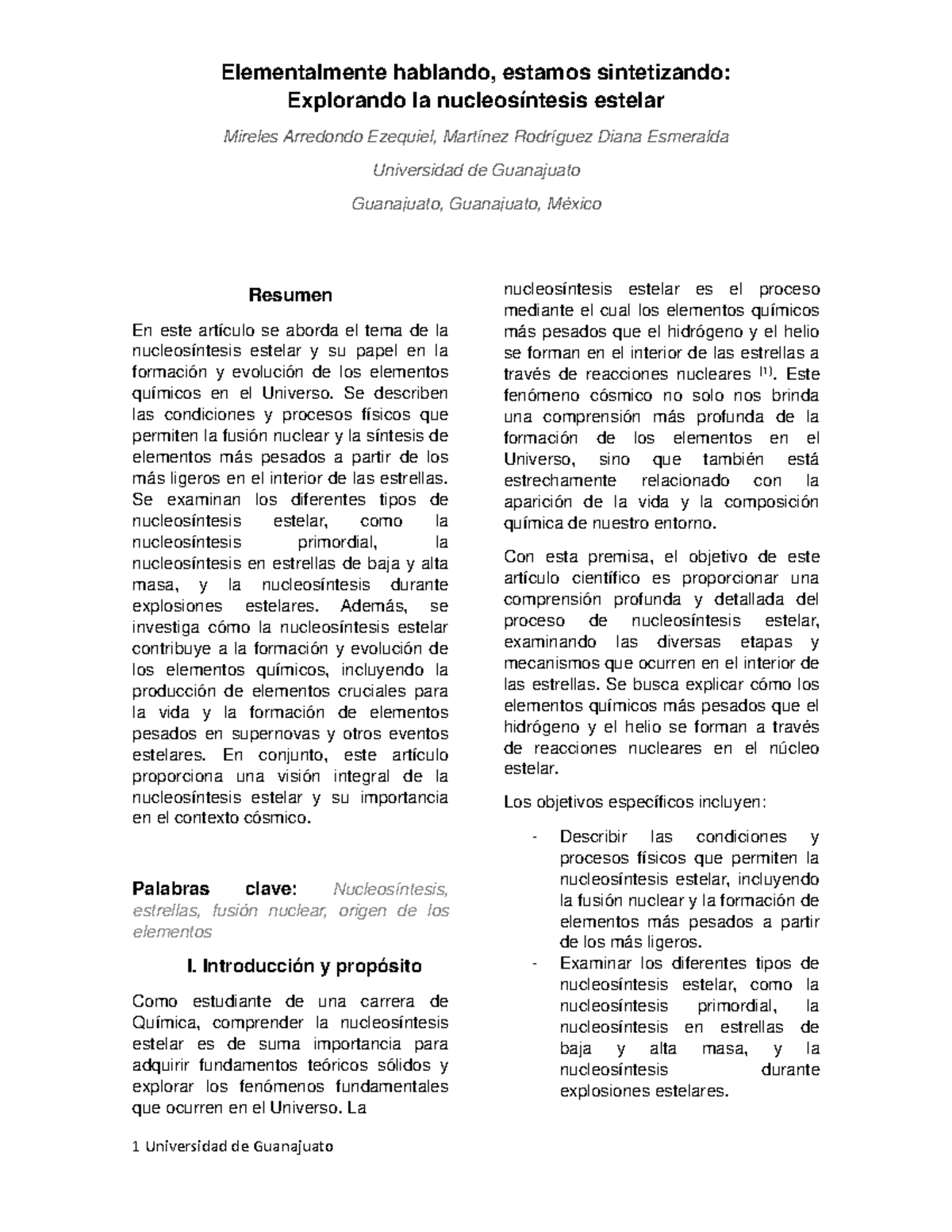 La nucleosintesis estelar - Resumen En este artículo se aborda el tema ...