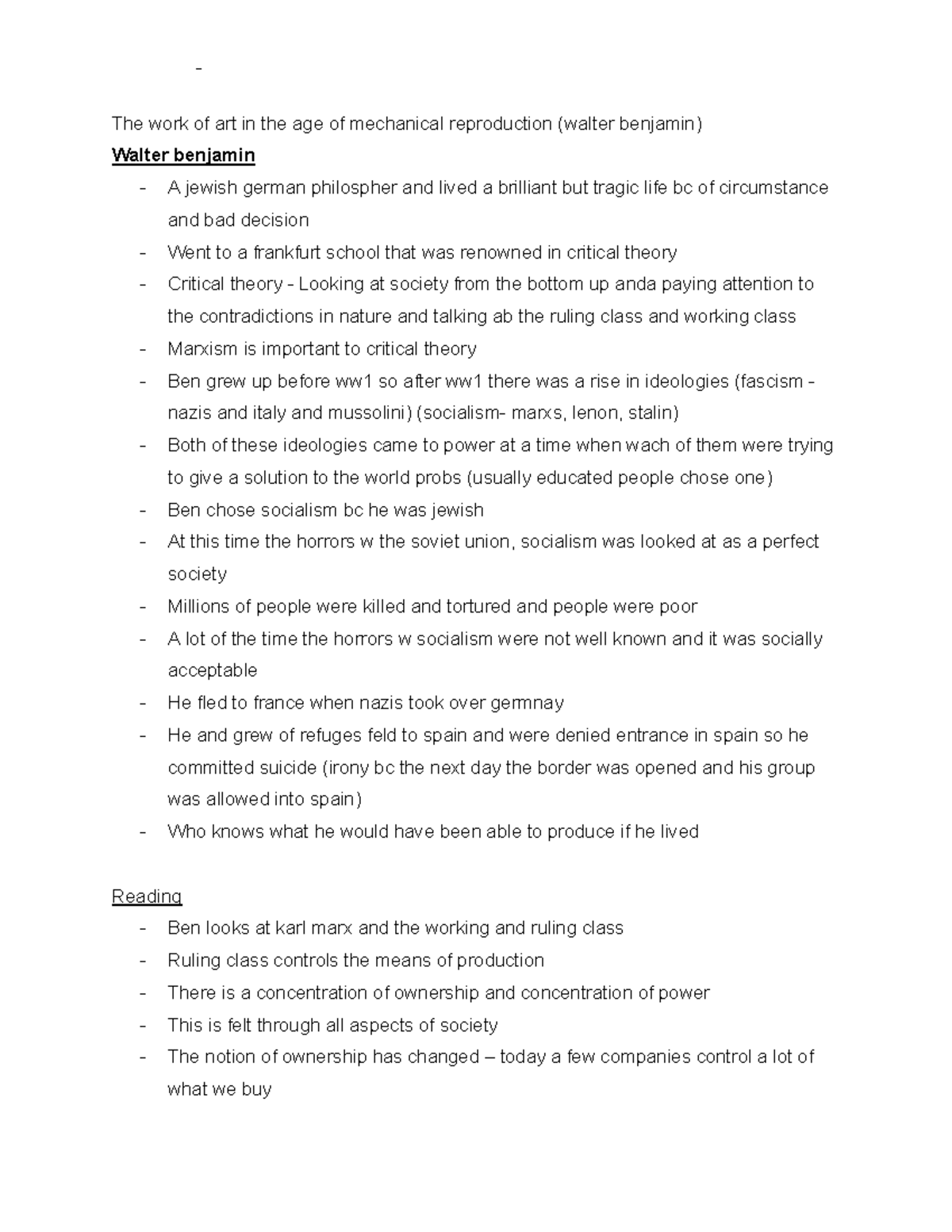 COMM- After exam #1 - The work of art in the age of mechanical ...