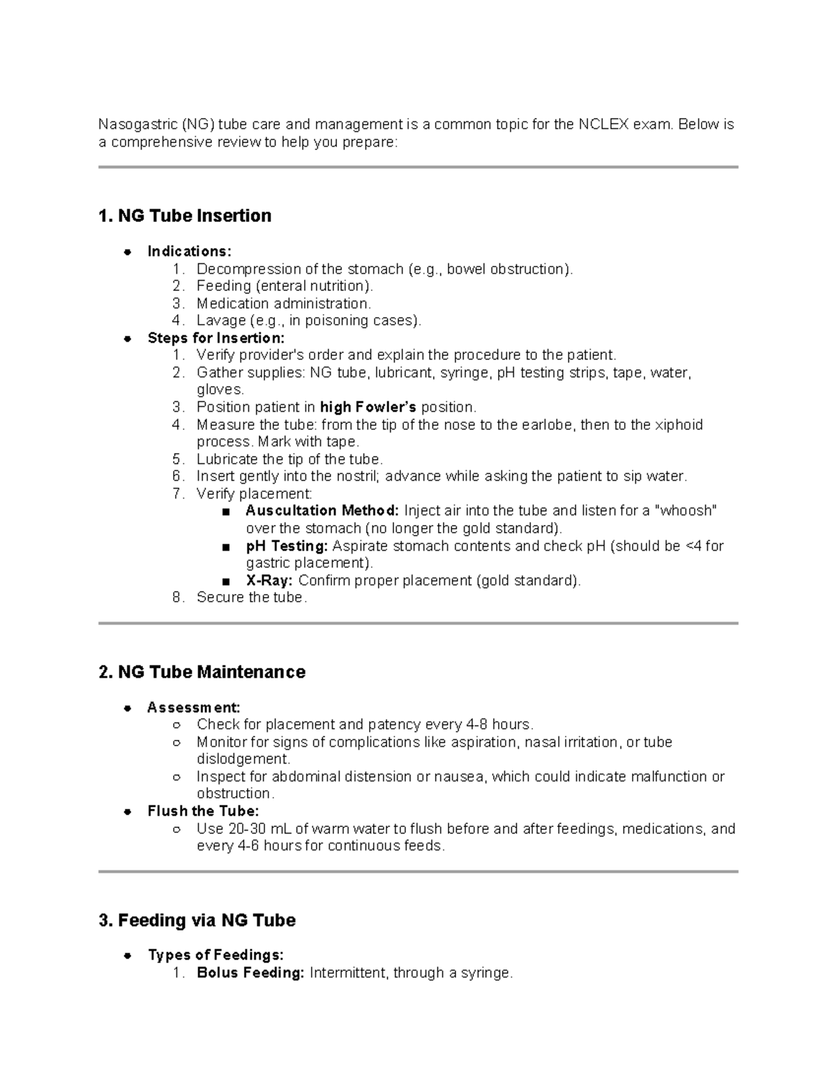 NG Tube Insertion review - Nasogastric (NG) tube care and management is ...