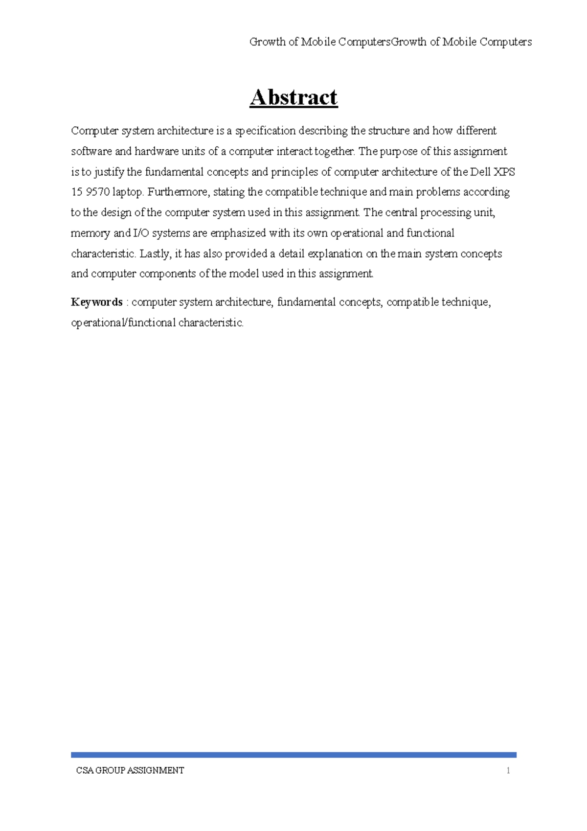 CSA Assignemnt (new) - show hoe to manage computer system - Abstract ...