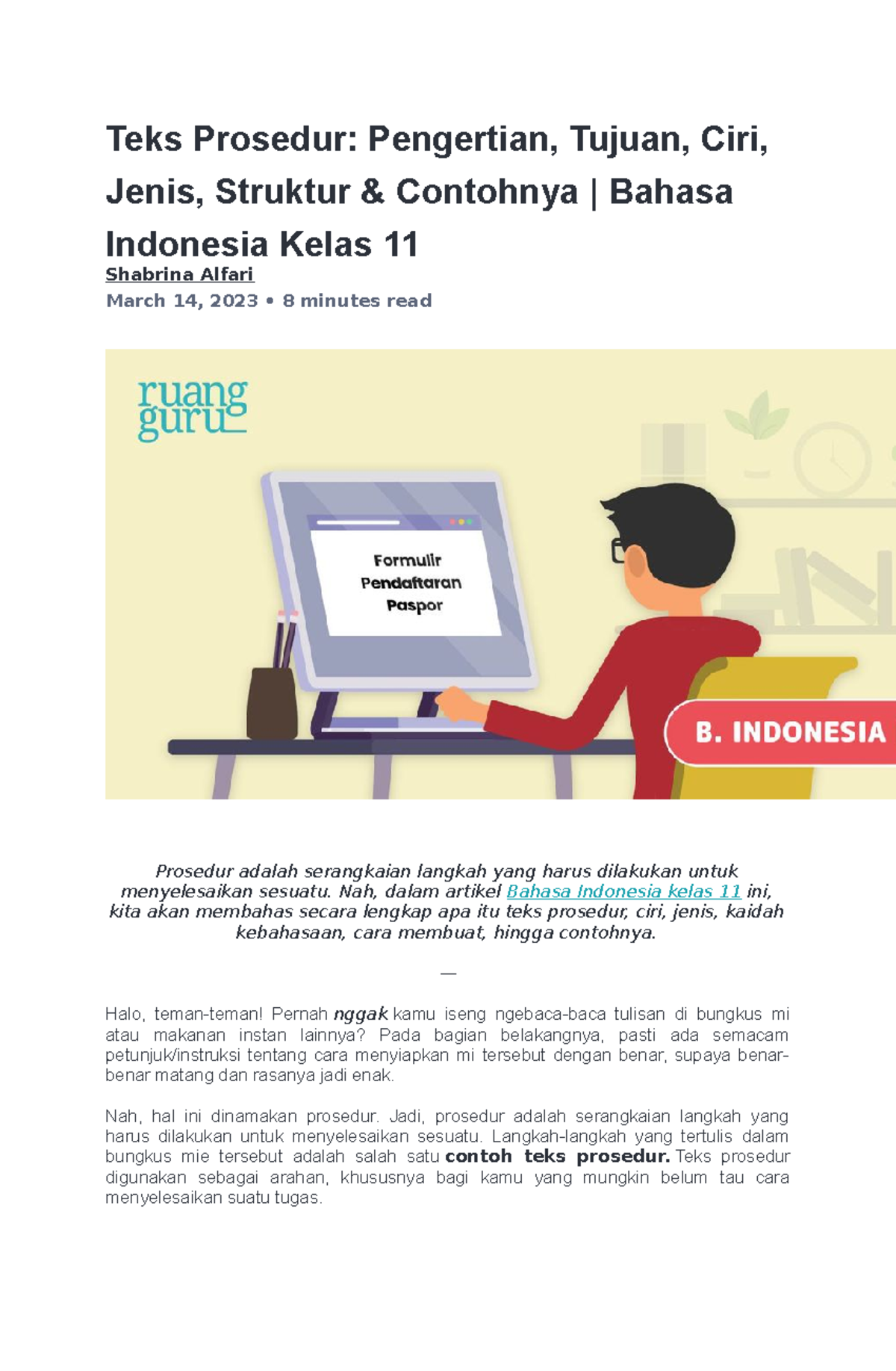 Teks Prosedur - dokument untuk pembelajaran - Teks Prosedur: Pengertian, Tujuan, Ciri, Jenis ...