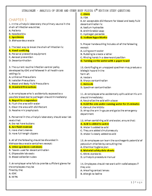 AUBF Study Questions - Mundt - CHAPTER 1 URINALYSIS CLINICAL LABORATORY ...