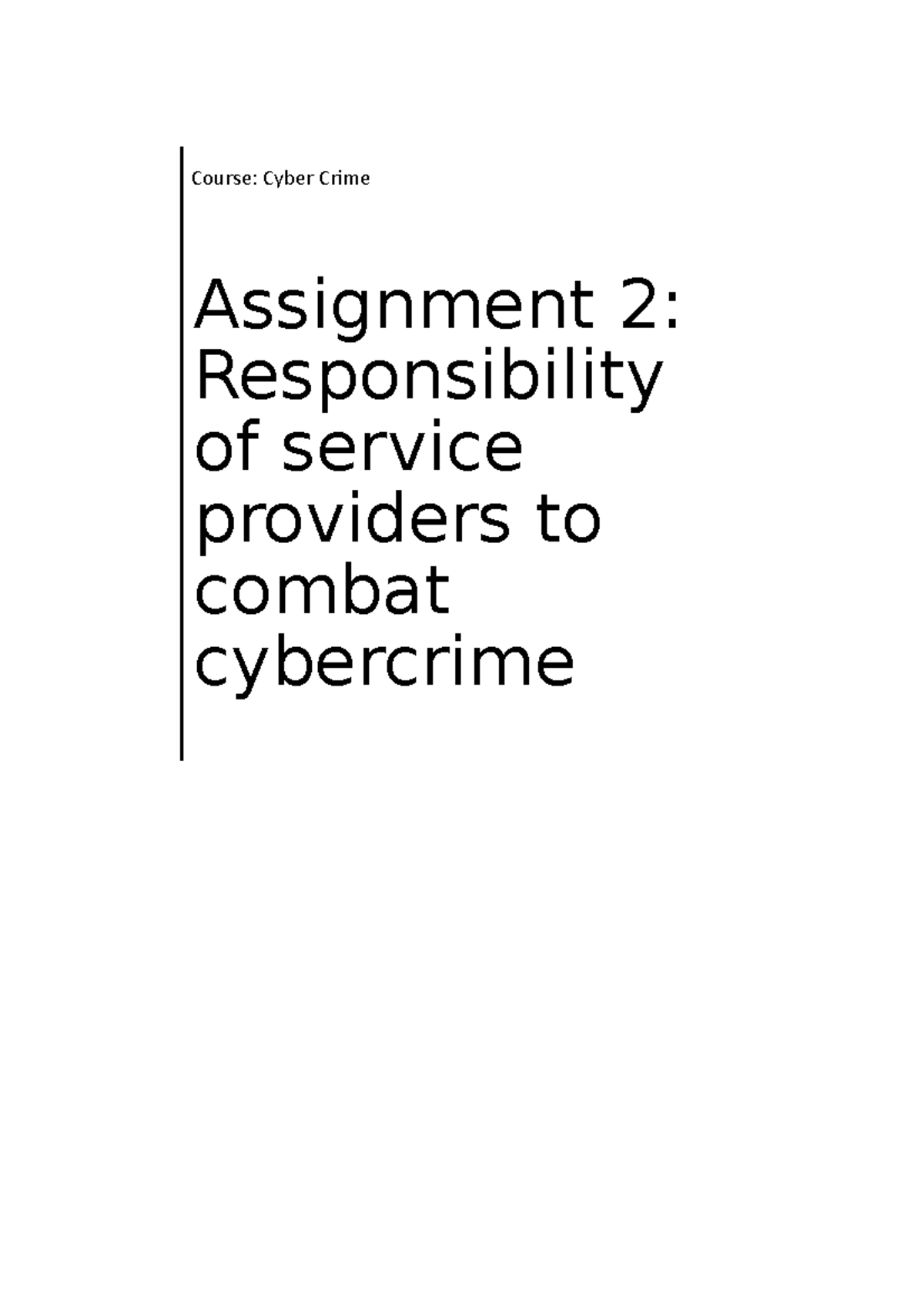 Cyber Crime Assignment 2 - Course: Cyber Crime Assignment 2 ...