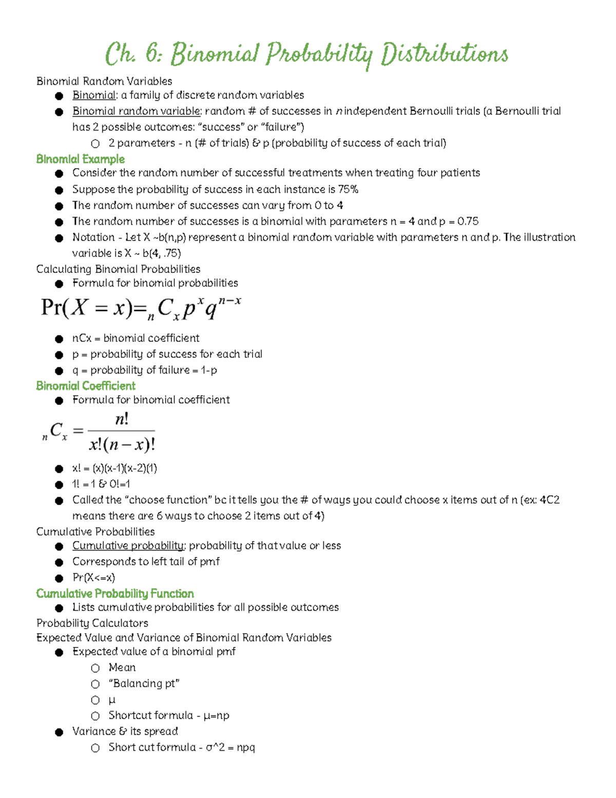 Ch. 6 Binomial Probability Distributions - Ch. 6: Binomial Probability ...