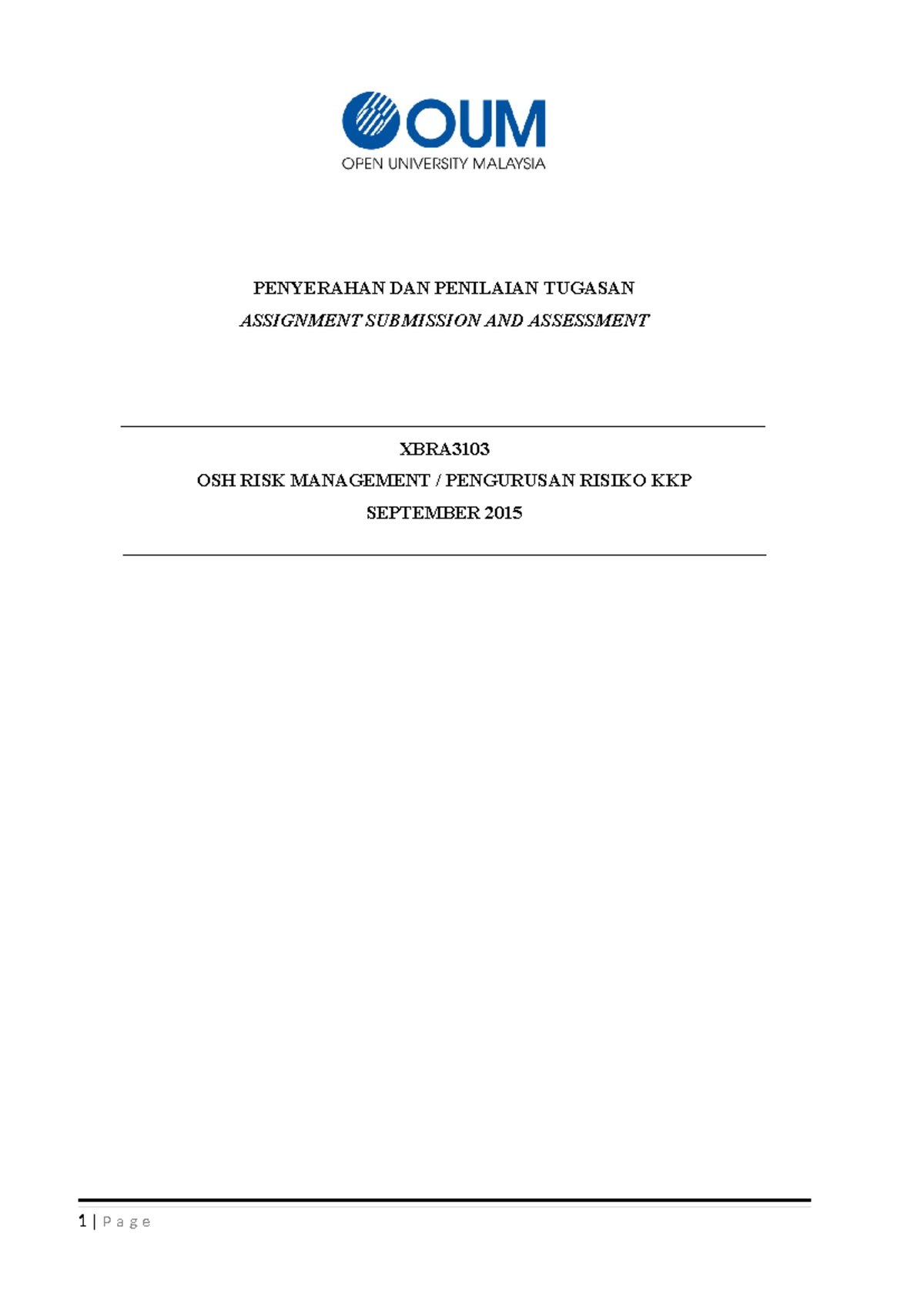 289890214-Manual-Handling - PENYERAHAN DAN PENILAIAN TUGASAN ASSIGNMENT SUBMISSION AND ...