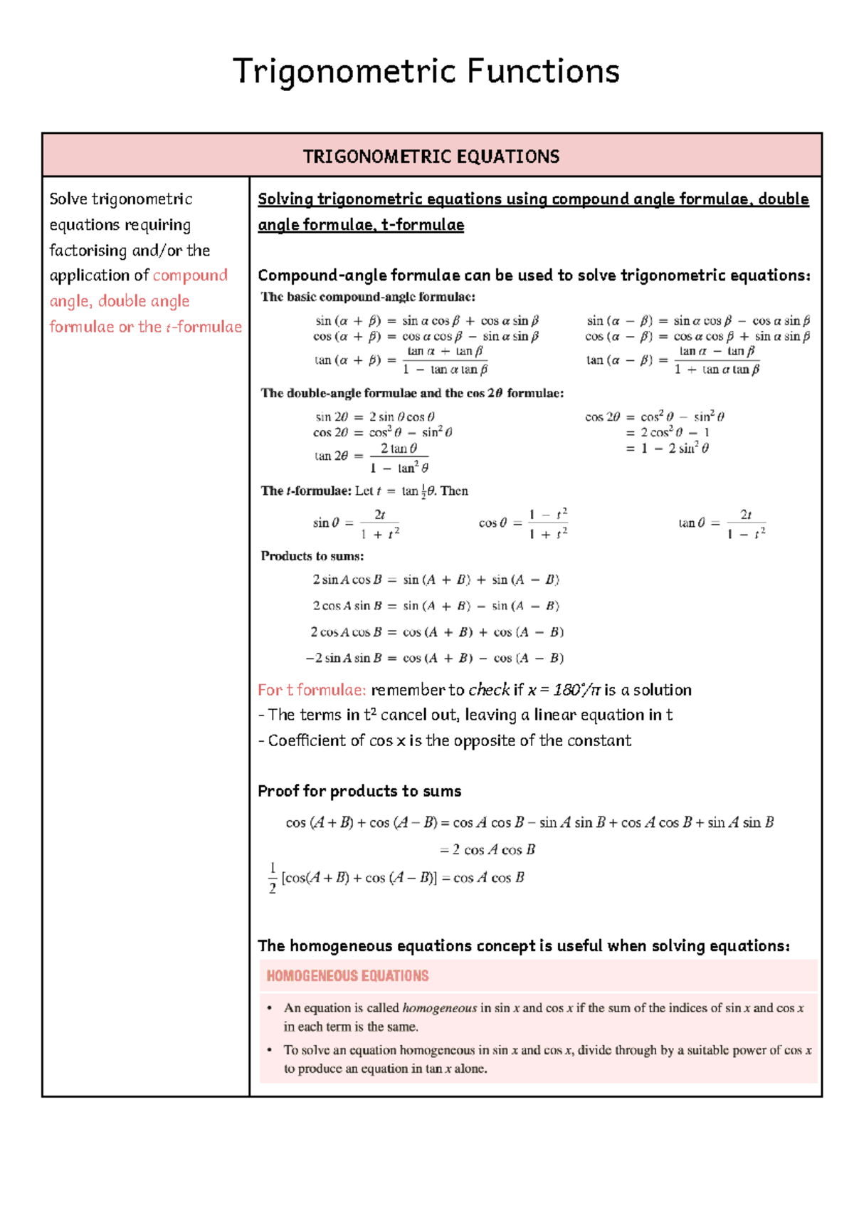 Trigonometric Functions Notes - Trigonometric Functions TRIGONOMETRIC ...
