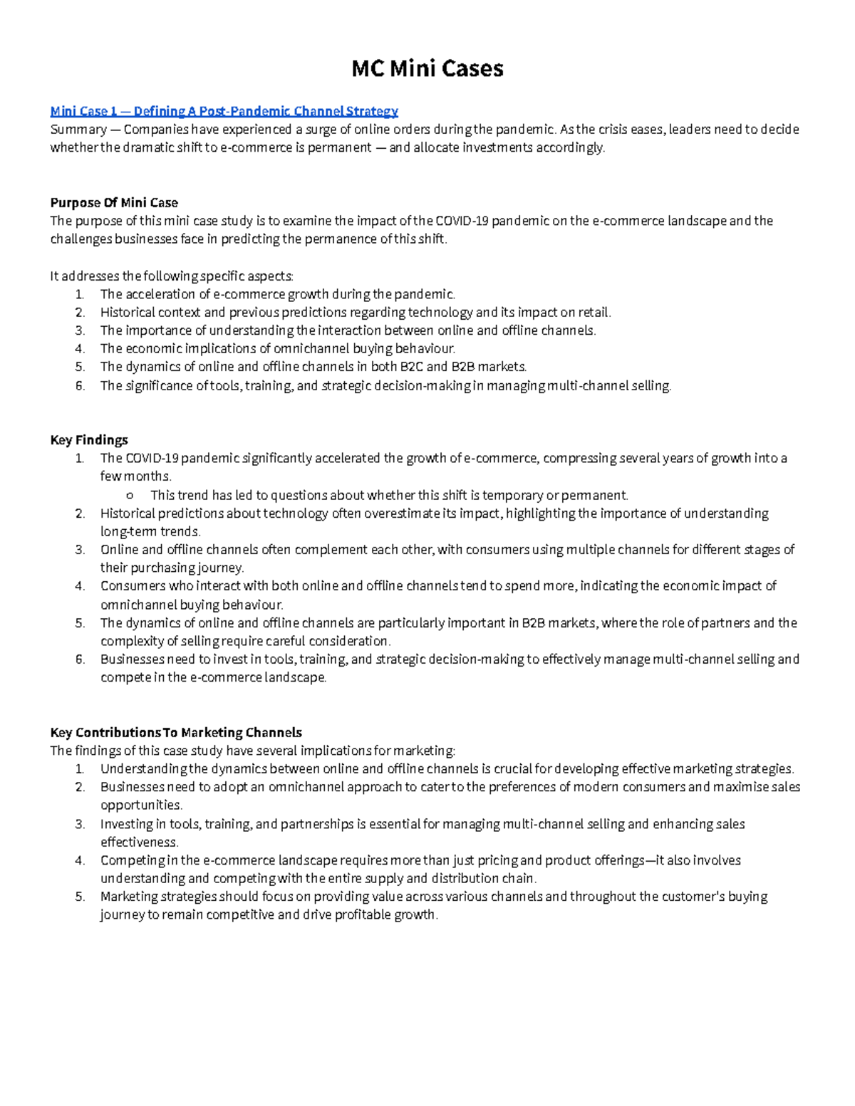 MC Mini Cases - MC Mini Cases Mini Case 1 — Defining A Post-Pandemic ...