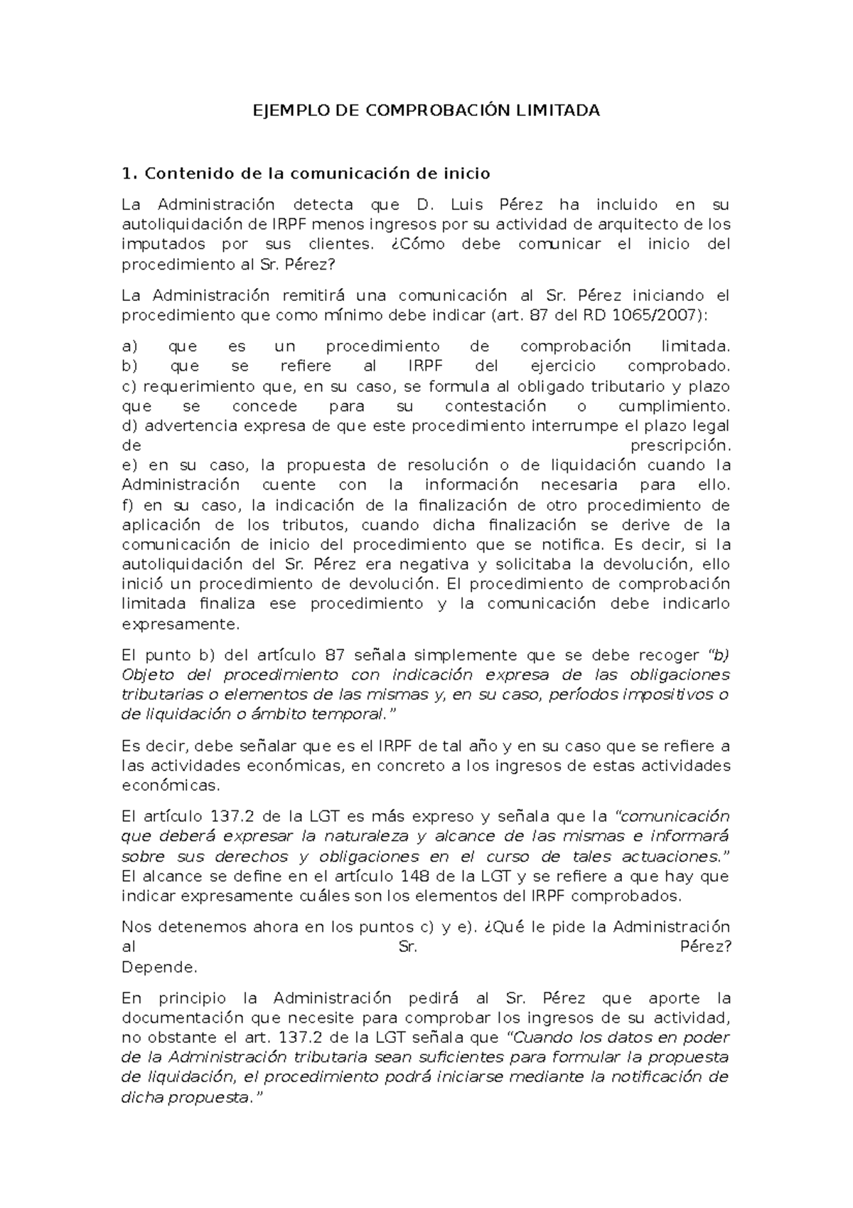 Ejemplo Comprobación Limitada - EJEMPLO DE COMPROBACIÓN LIMITADA 1 ...